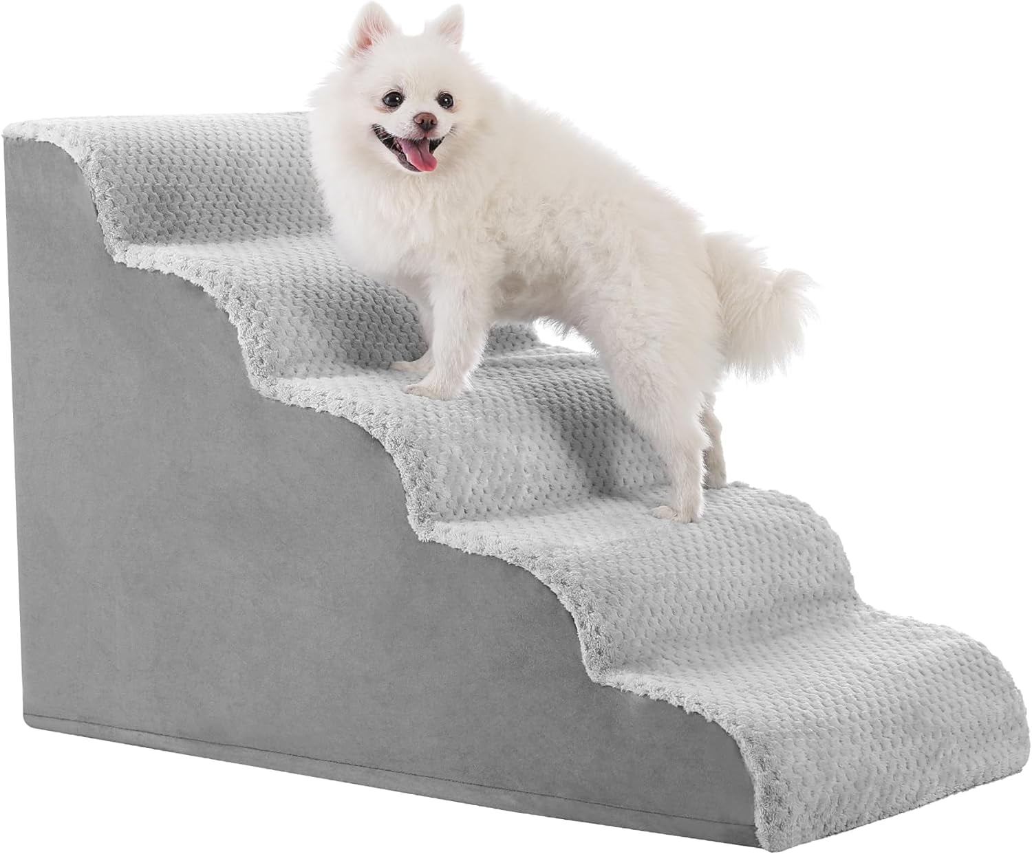 Dog Stairs Ramp, Curved 5-Step Dog Steps for Small Dogs and Cats, Pet ...