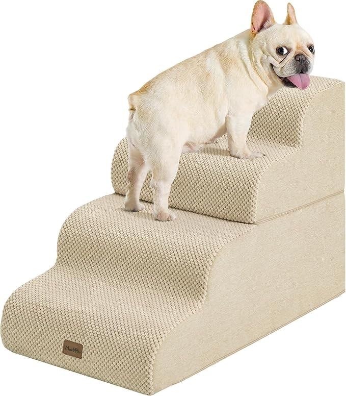 Dog Stairs Ramp for Small Dogs, 4-Step Dog Steps for Bed Couch Sofa and ...