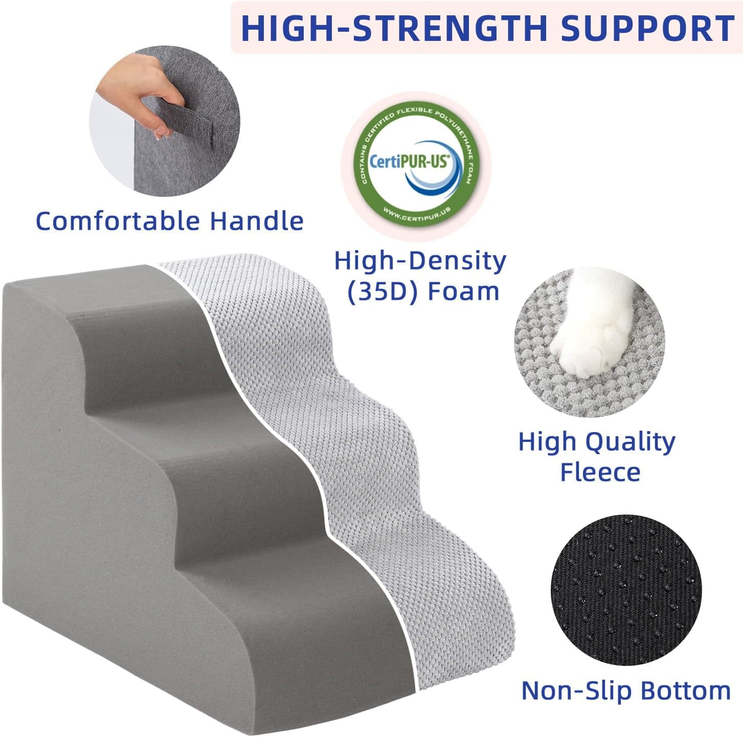Dog Stairs Ramp for High Beds and Couch,Curved Dog Steps for Small Dogs ...