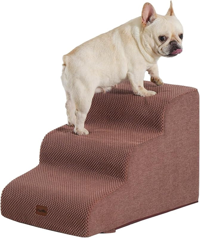 Dog Stairs Ramp for Small Dogs, 3-Step Dog Steps for Bed Couch Sofa and ...