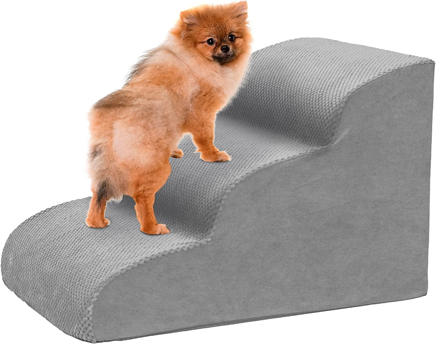 Dog Stairs for Small Dogs, 3 Tiers High Density Foam Dog Ramp, Extra ...