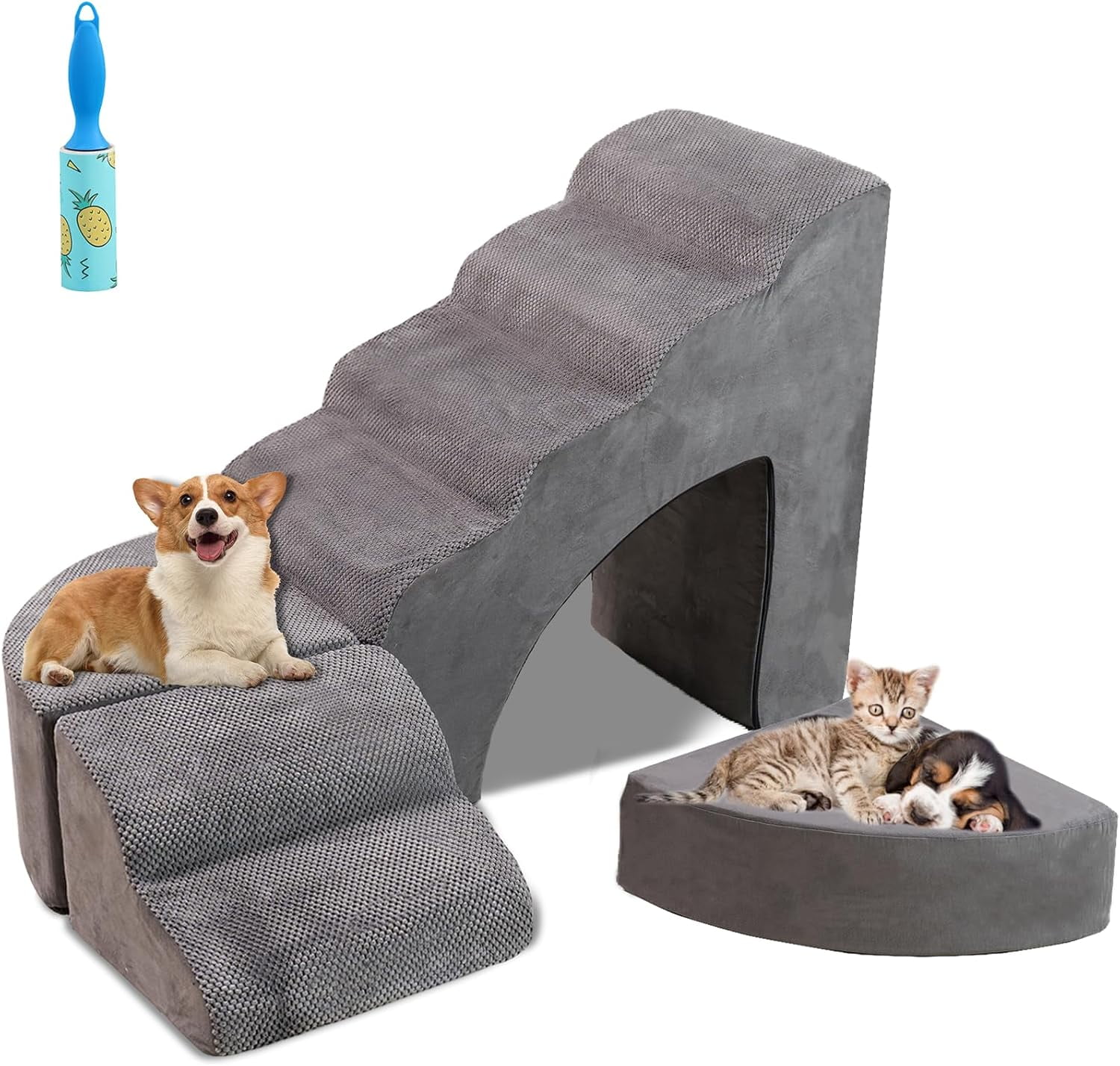 Dog Stairs for Small Dogs - 30 inches Foam Pet Stairs for High Beds ...