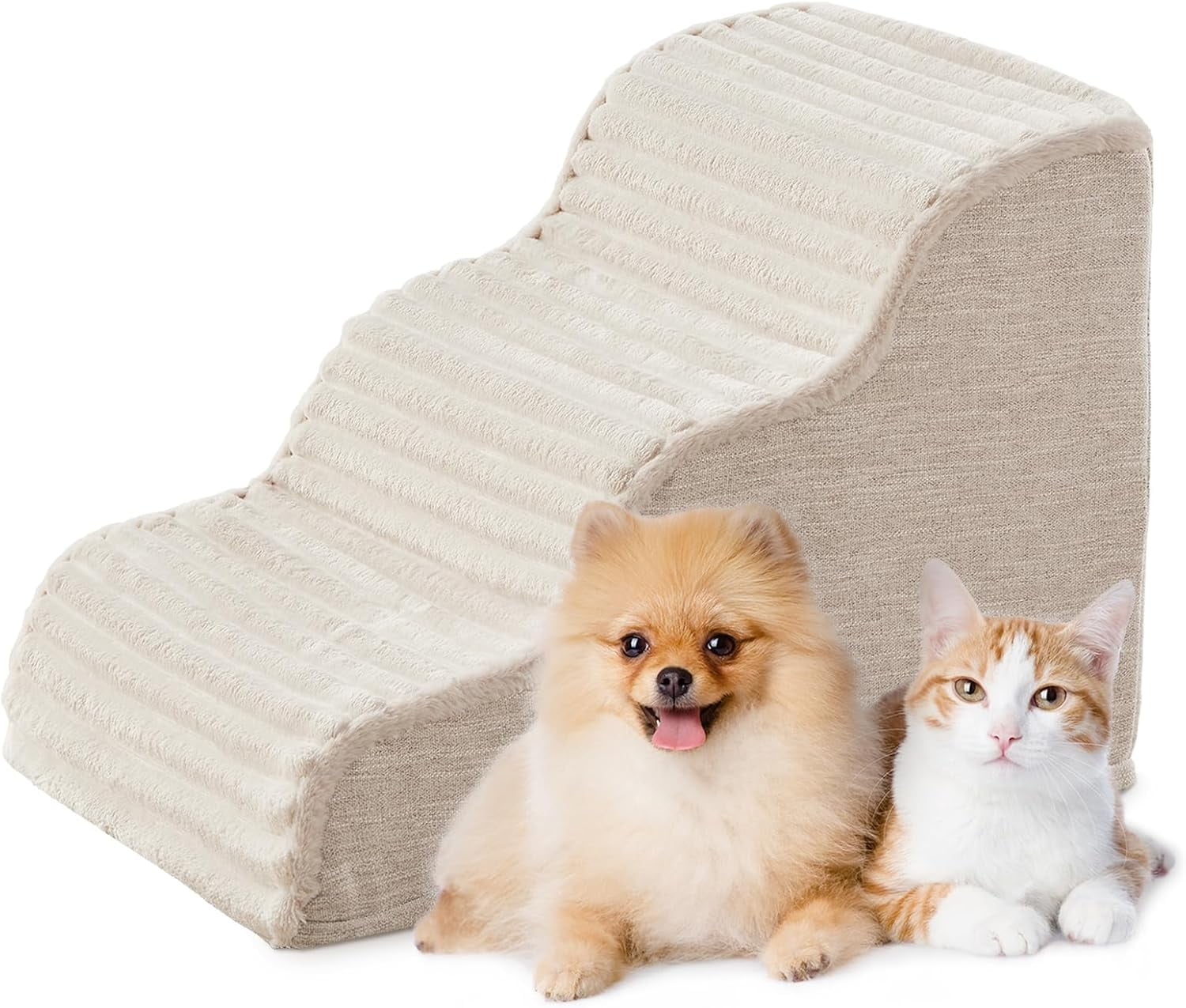 Dog Stairs for Small Dogs & Cats 15.7" H, High Density Foam Steps Ramp ...