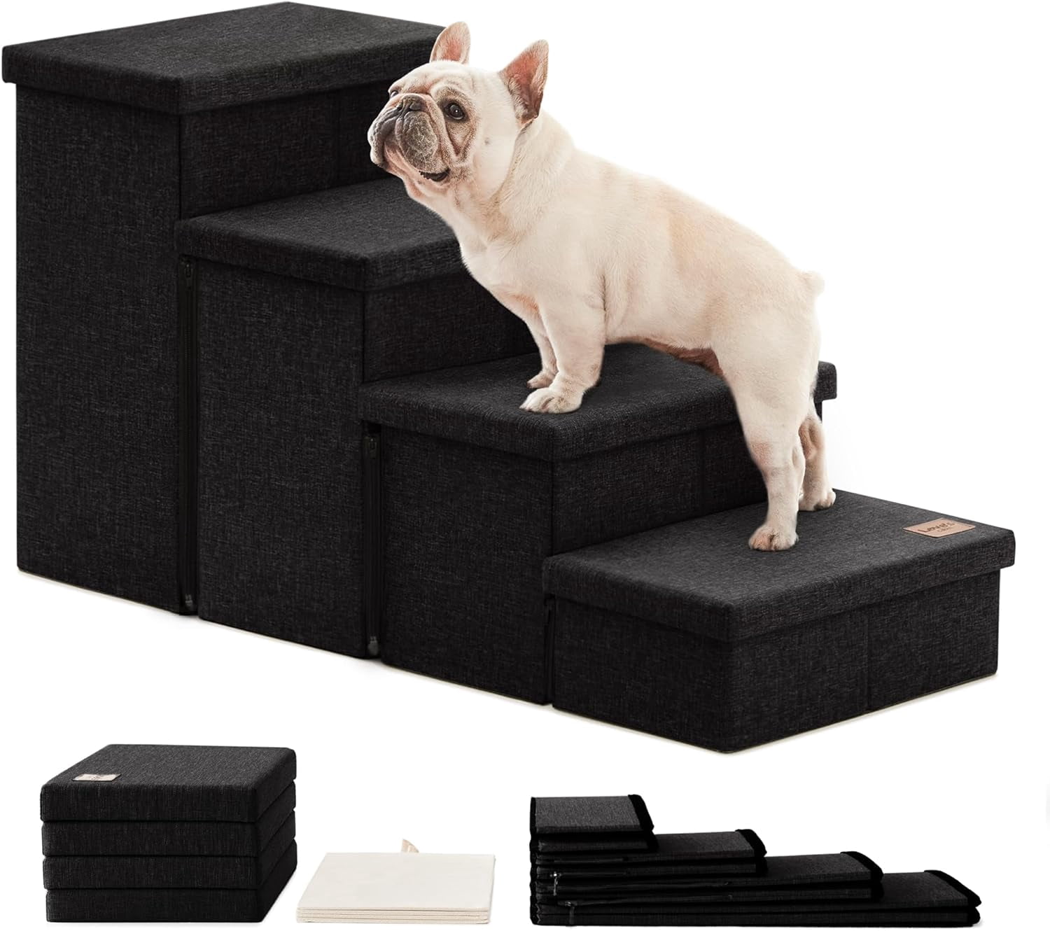Dog Stairs for Small Medium or Large Dogs with Storage and Adjustable ...