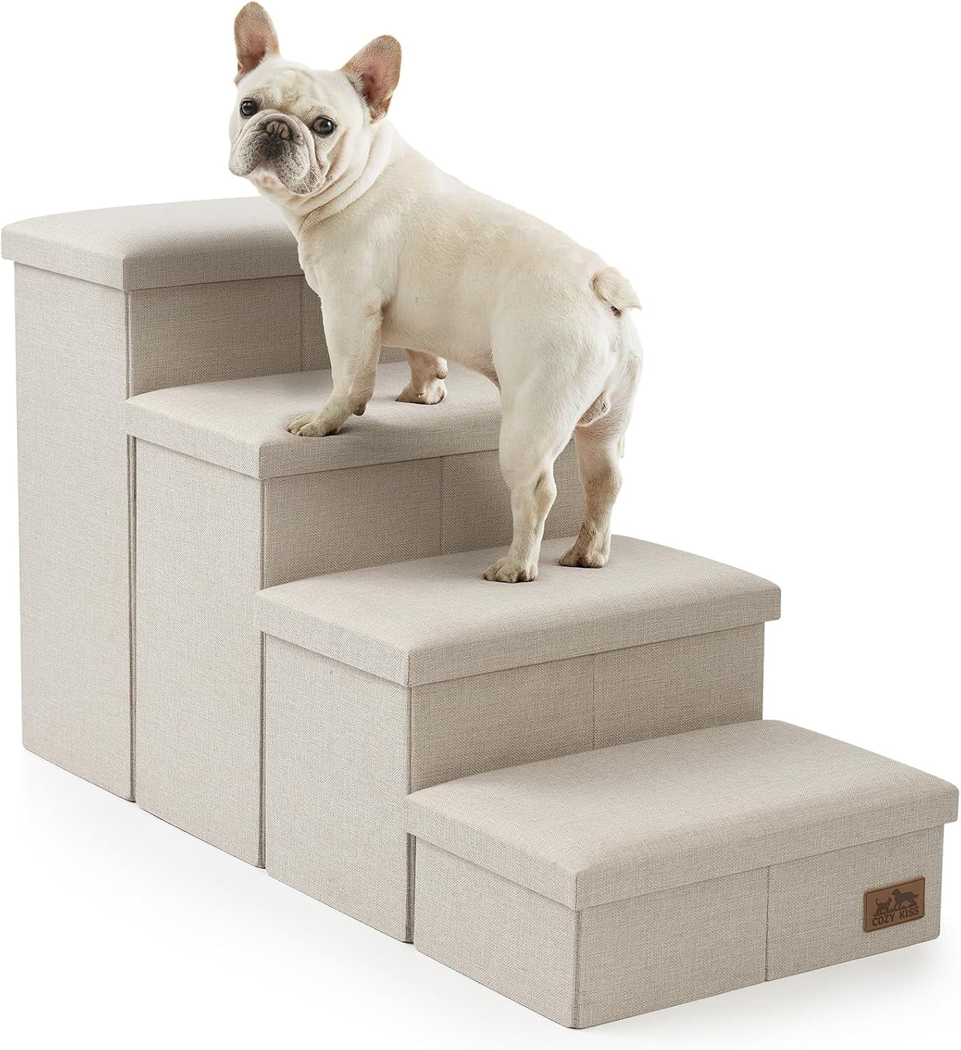 Dog Stairs with Storage – 3-Step Wider Sturdy Pet Steps for Small ...