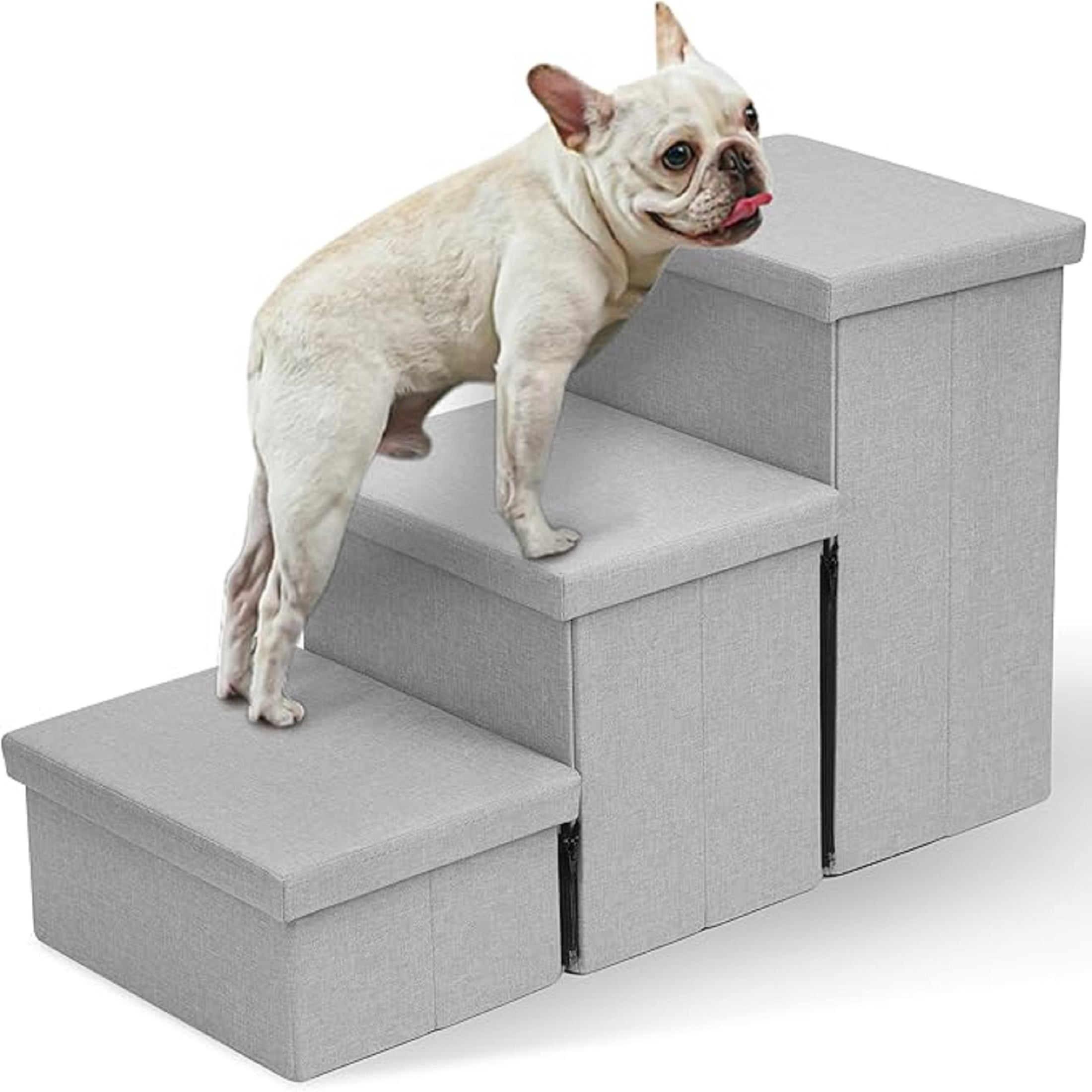 Niubya Dog Stairs 3-Step Dog Ramp, Foldable Non-Slip Pet Stairs for ...