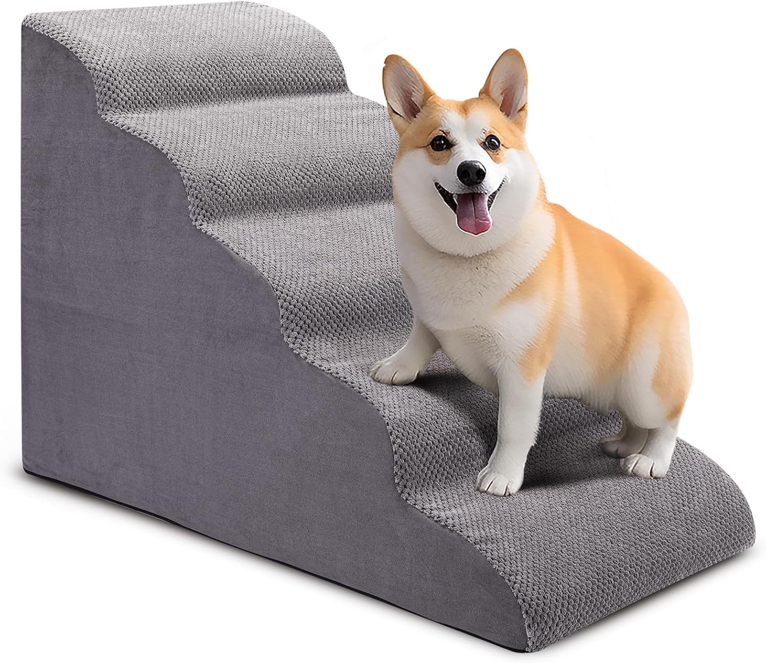 Dog Stairs for Bed and Couch, Non-Slip 5-Step Pet Stairs, 24" High Sofa ...