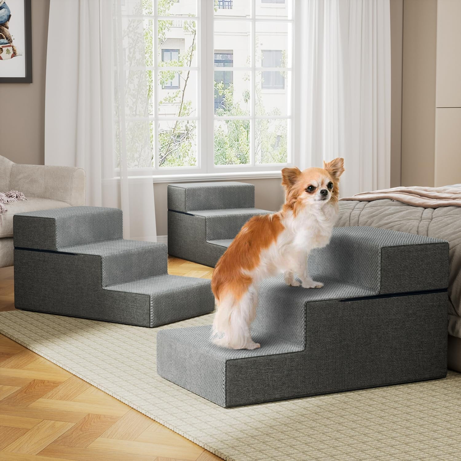 Dog Stairs for High Beds - Extra Wide Pet Steps for Large Dogs to Get ...