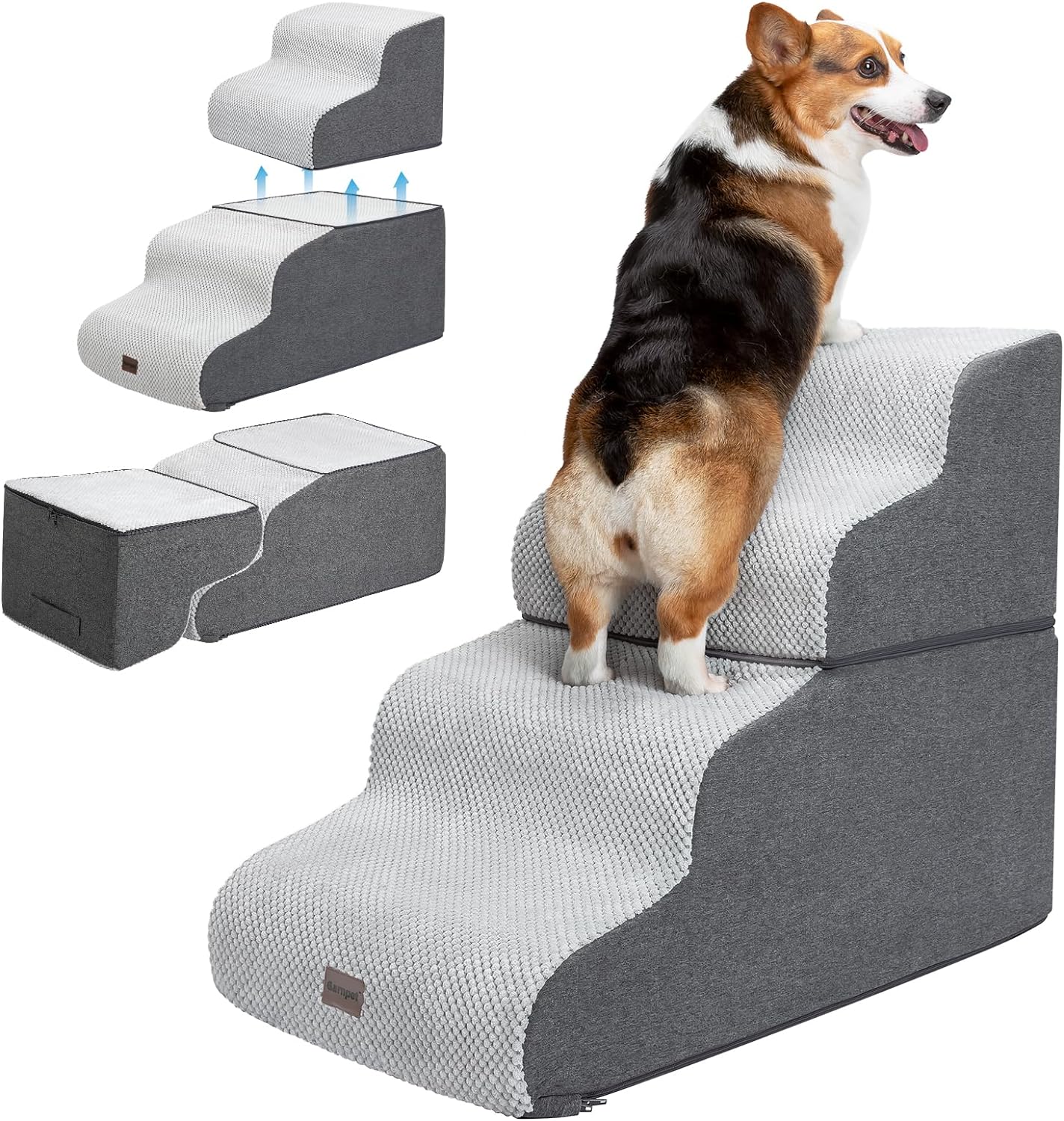 Dog Stairs for High Beds with Tunnel, Dog Steps for Small Dogs and Cats ...