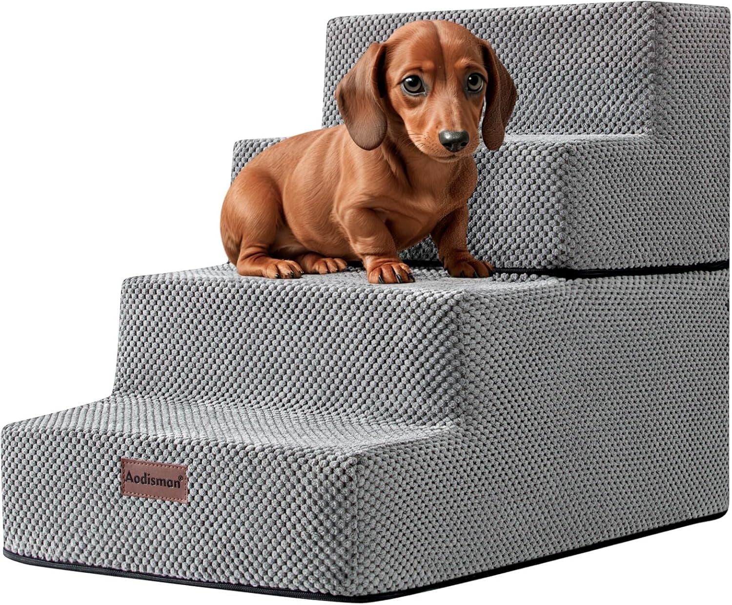 Dog Stairs for Small Dog, 4-Step Dog Steps for High Beds and Couch, Non ...