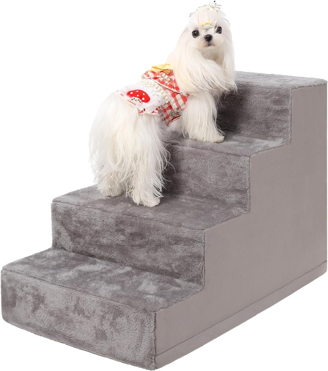 Dog Stairs for Small Dogs，18’’ 4-Step Pet Stairs for High Beds and ...