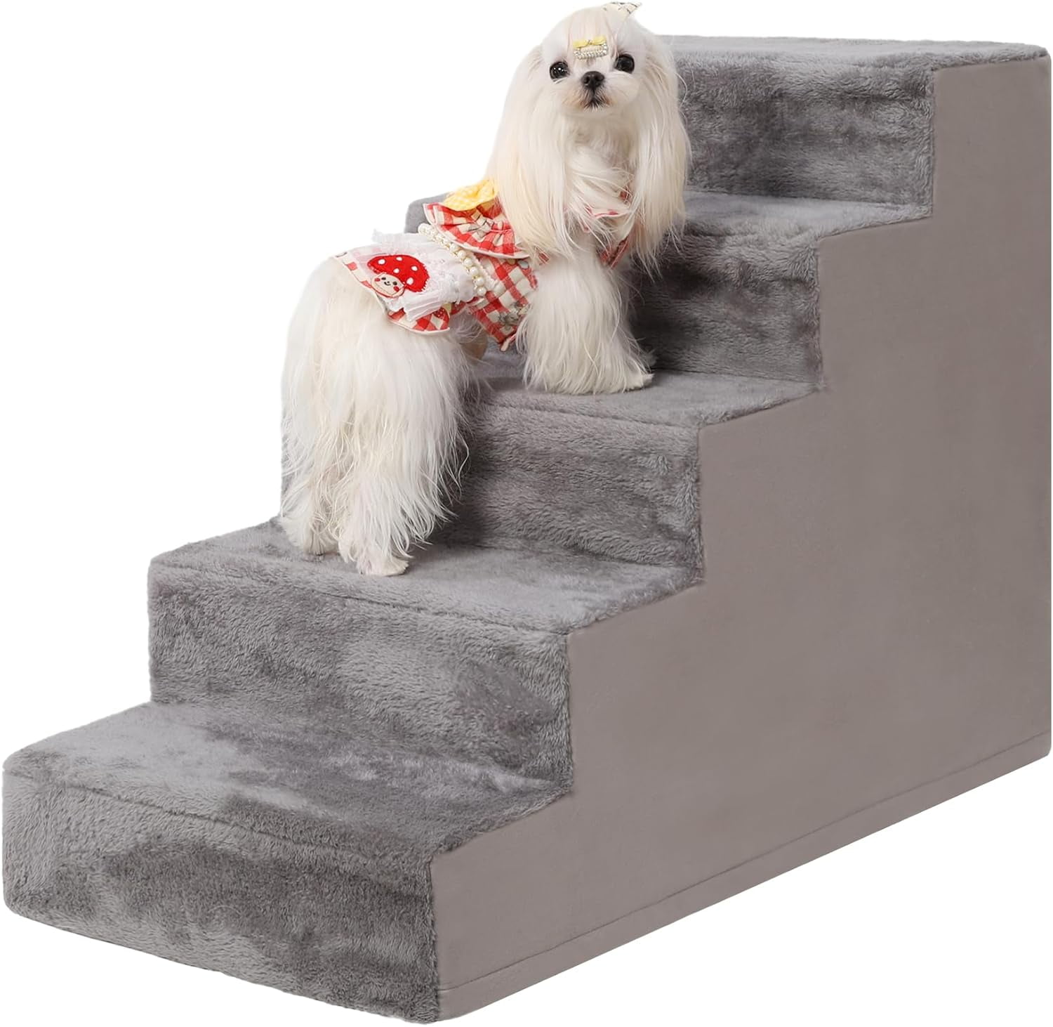 Dog Stairs for Small Dogs,22" 5-Step Pet Stairs for High Beds and ...