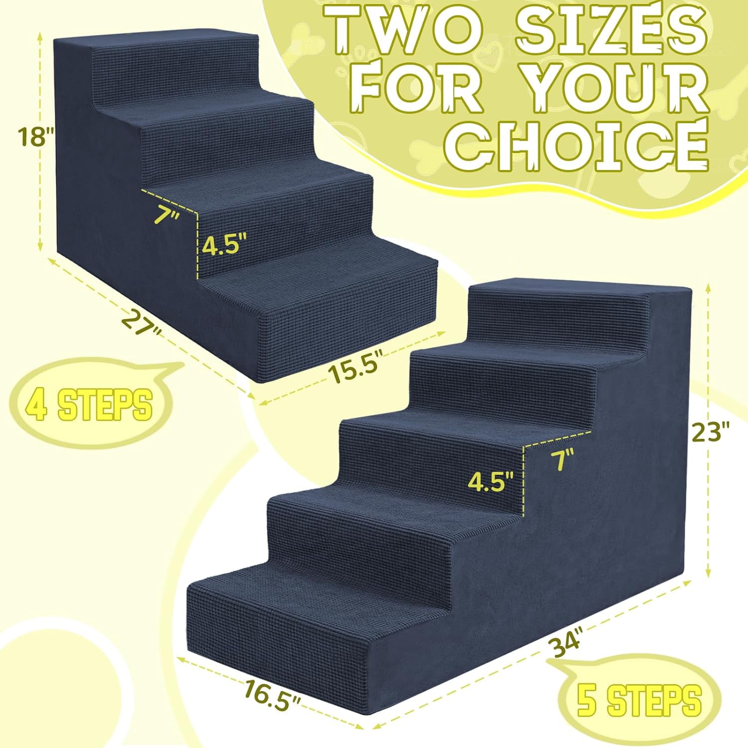 Dog Stairs for Small Dogs and Cats, 23 Inch High Non-Slip Pet Steps ...