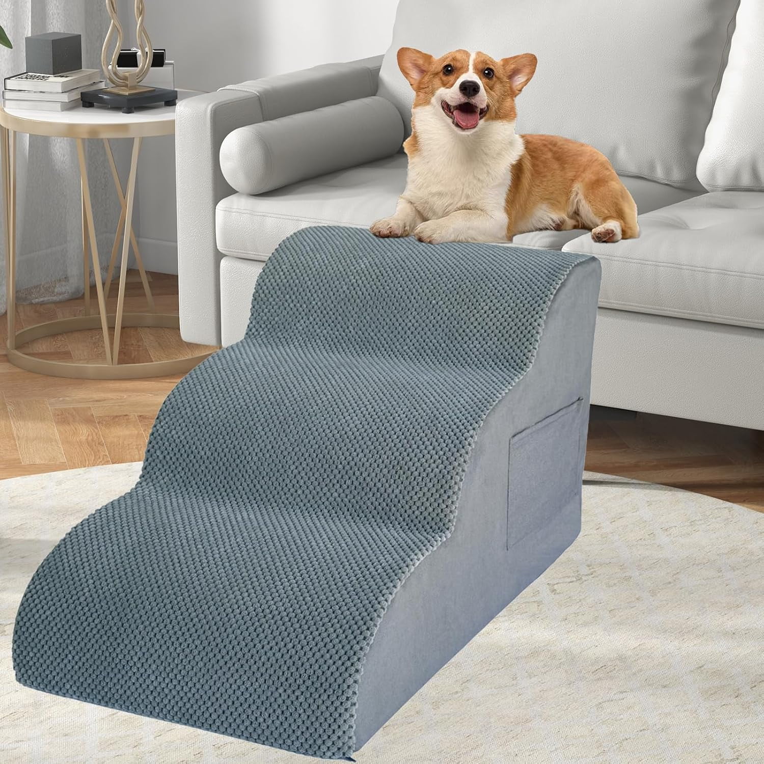Dog Stairs to high beds, 5-Step Small Medium Dog Steps for 24"-30 ...