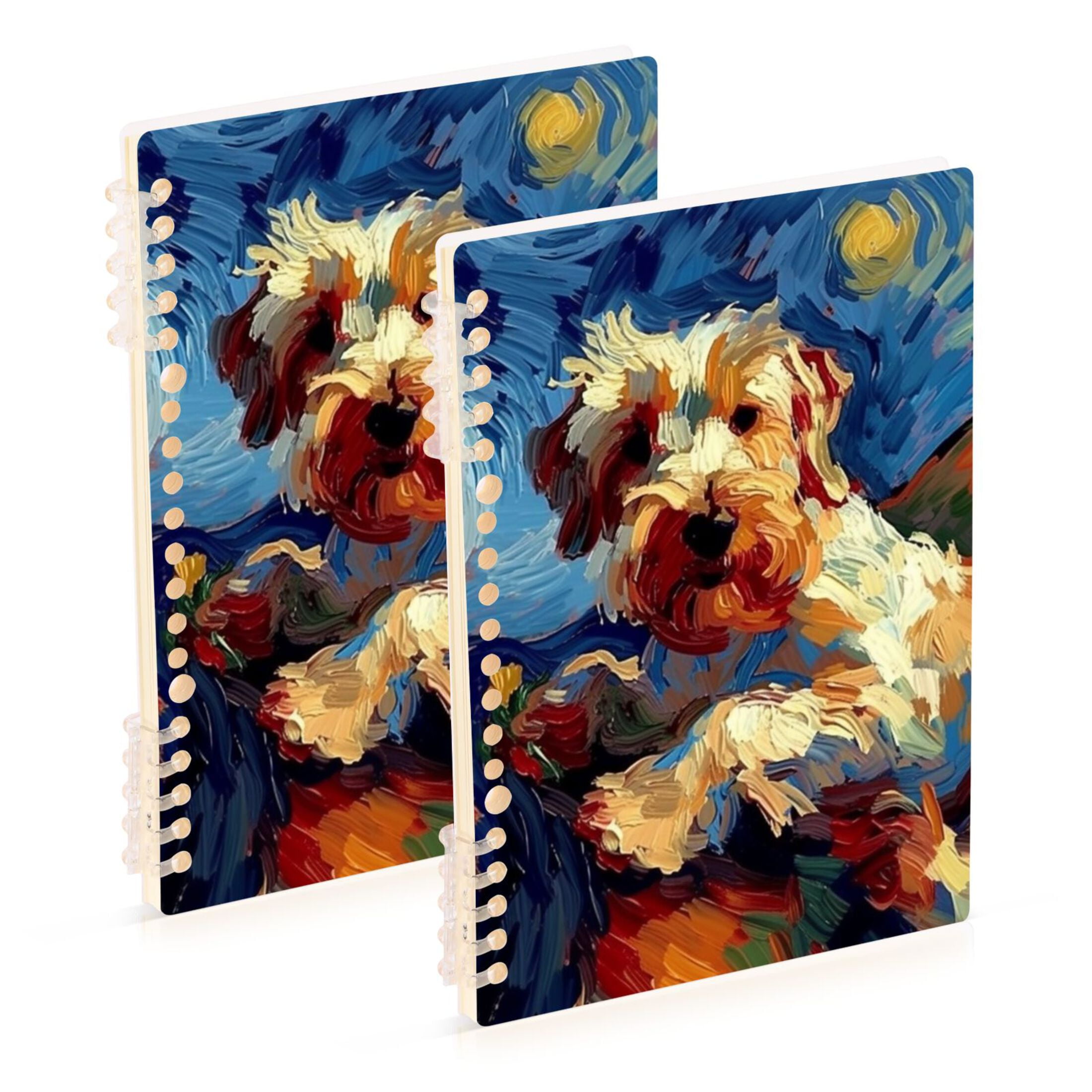Dog Starry Sky Ring Binder Notebook Journey Note Diary College Ruled ...