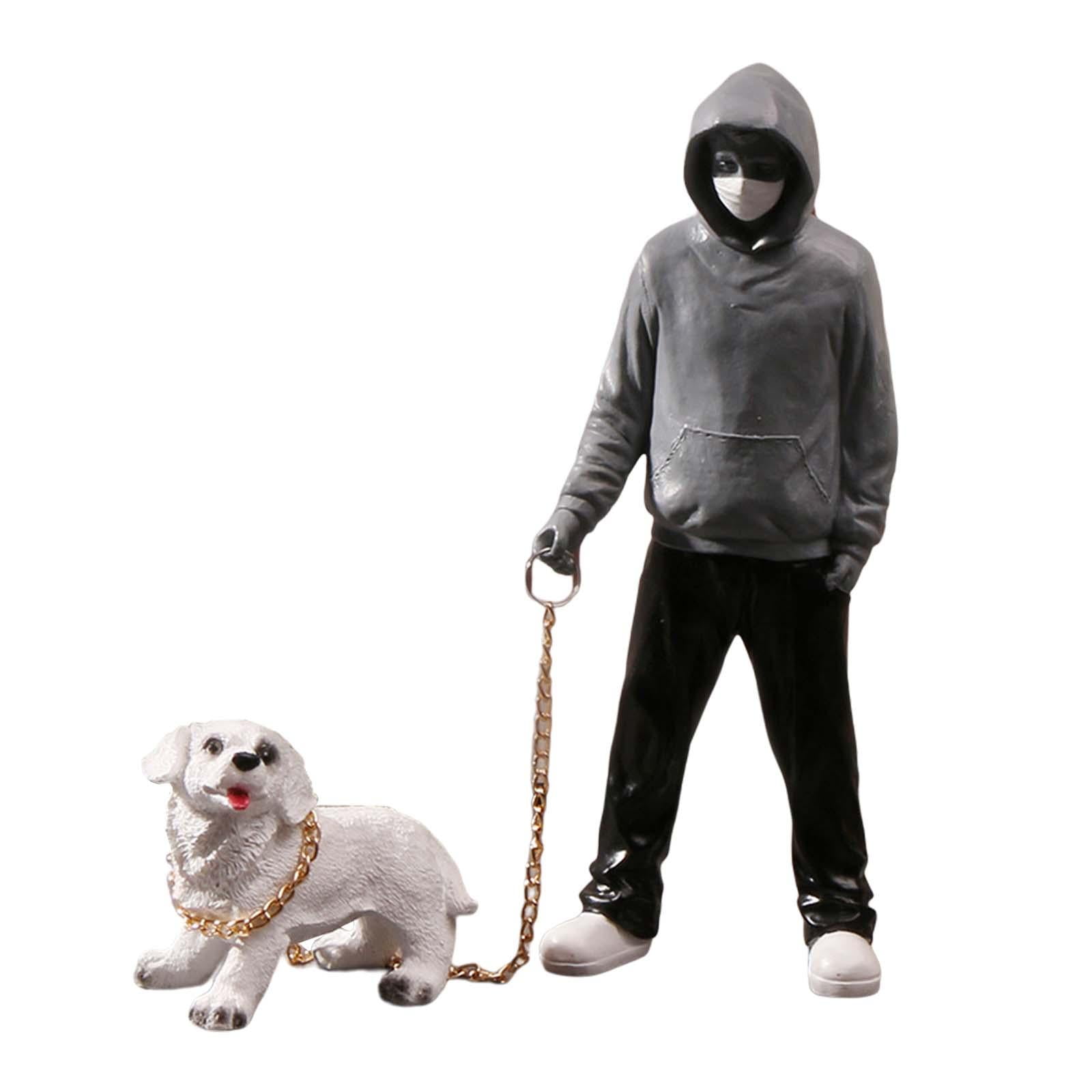 Dog Statue Abstract Human Sculpture Resin Figurines Gray - Walmart.com