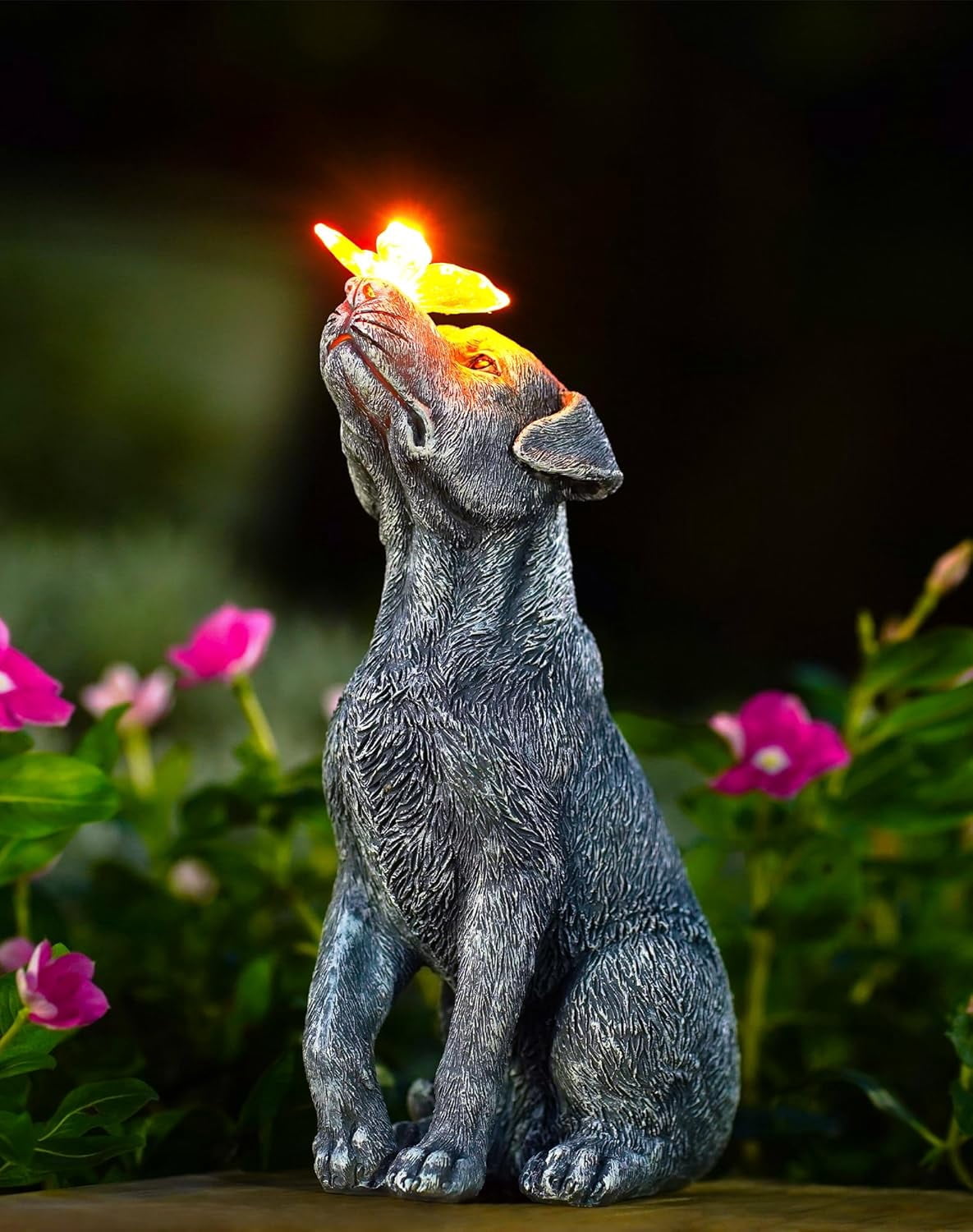 Dog Statue with Solar Butterfly - Ideal Gifts for Dad, Mom or Birthdays ...