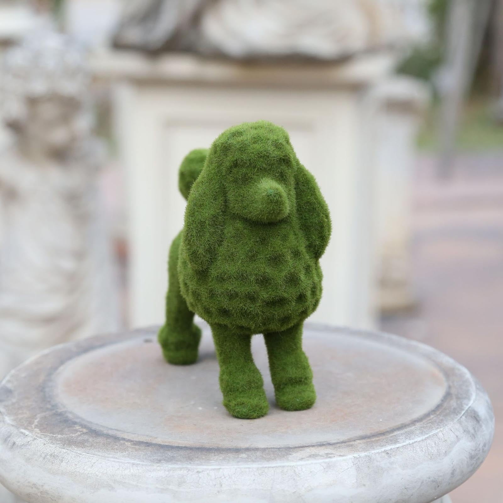 Dog Statues Flocking Dog Figurine Garden - Artificial Grass Covered ...