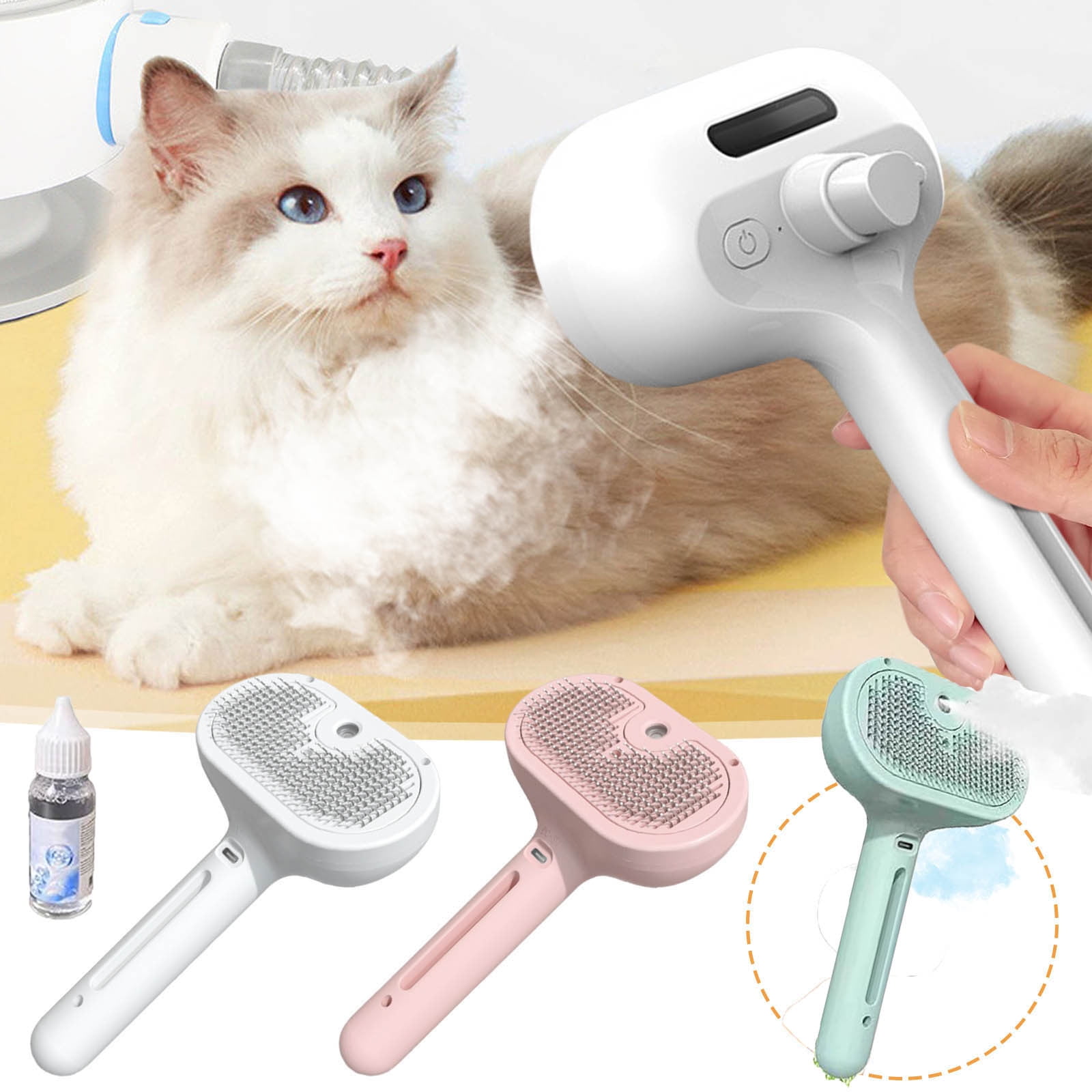 Dog Steam Brush for Shedding, Rechargeable Pet Steam Brush for Dogs ...