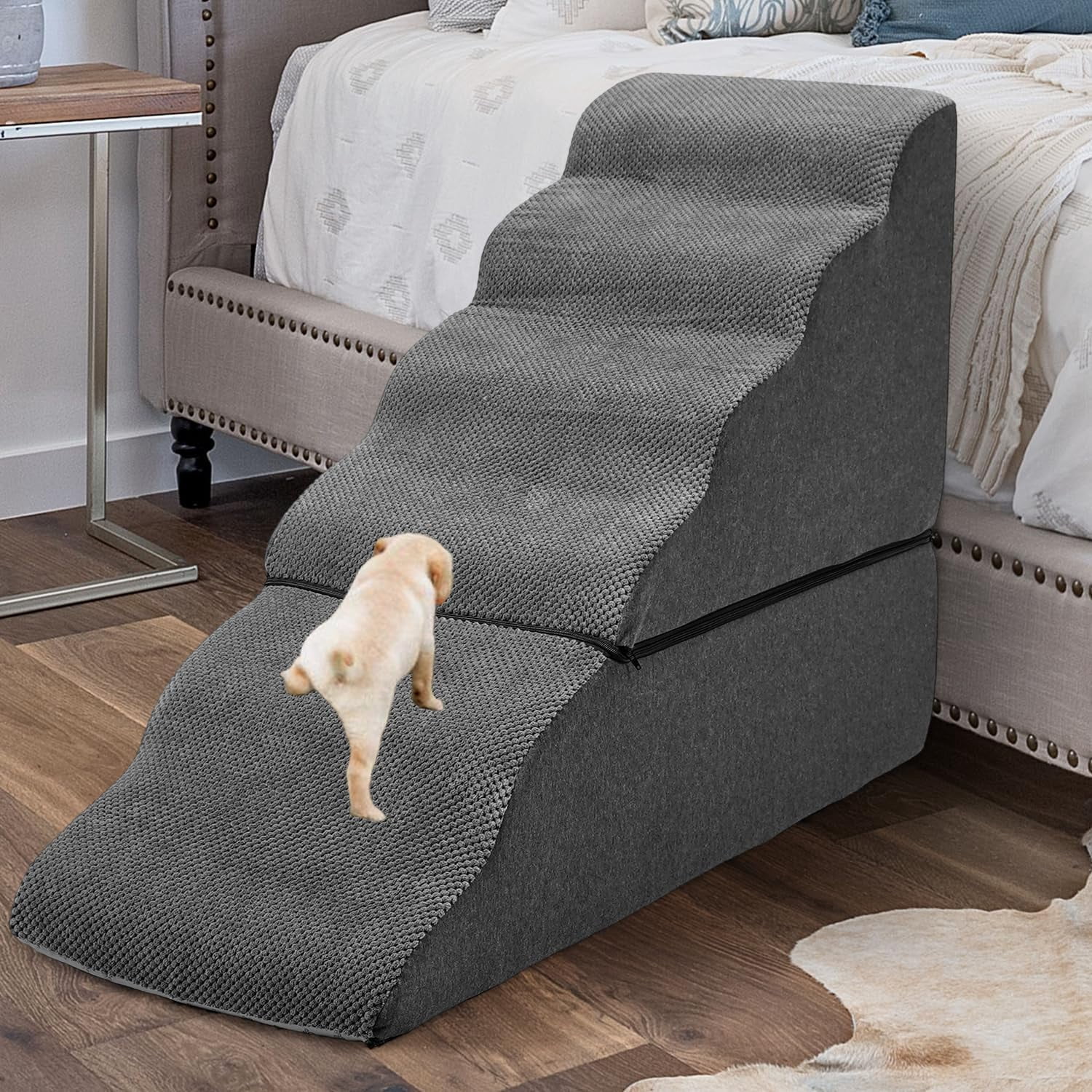 Dog Step Stairs for High Beds 30-36 inches Tall, 6-Step Doggy Steps for ...