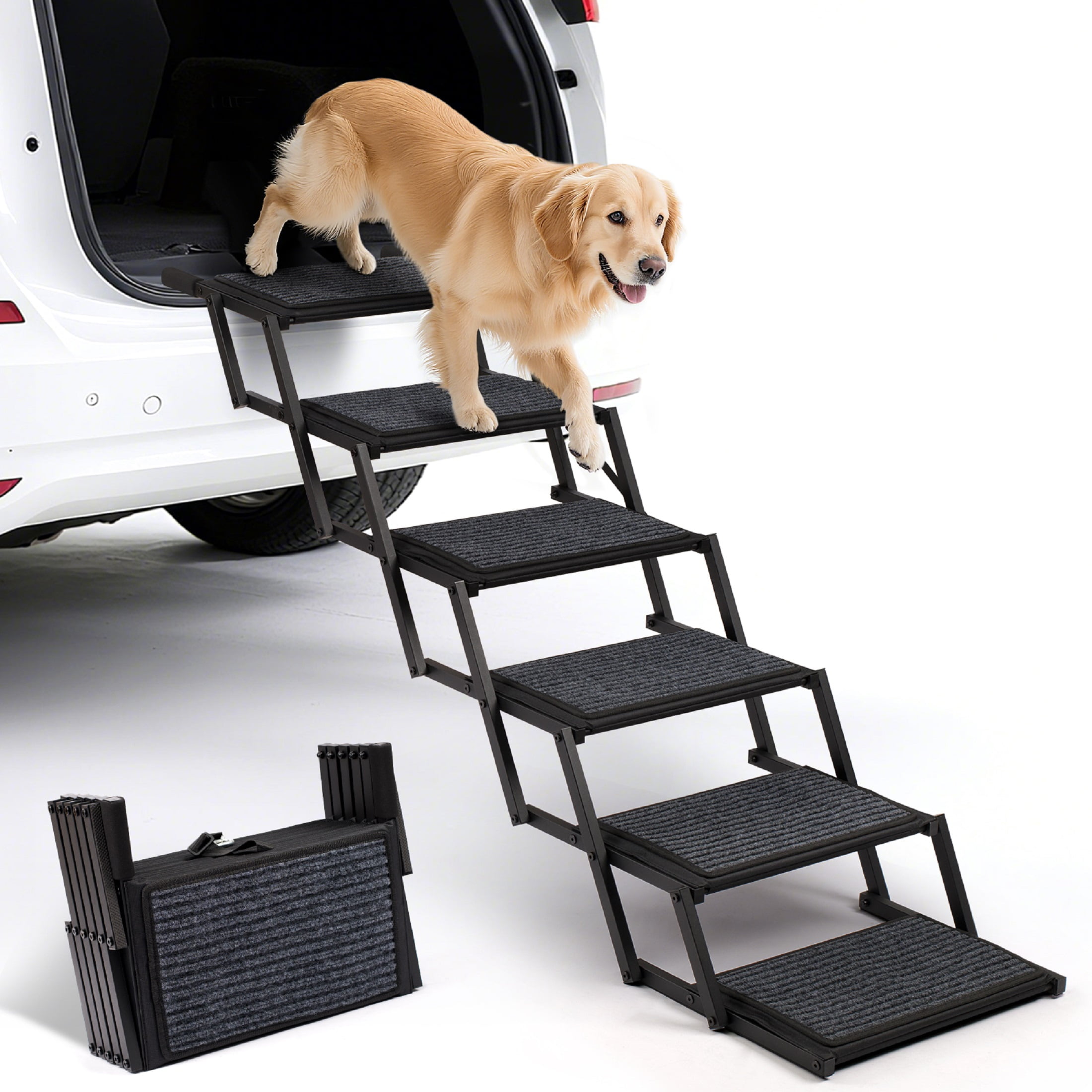 Dog Steps for Car, Truck and SUV - Foldable Pet Stairs for Large Dogs ...