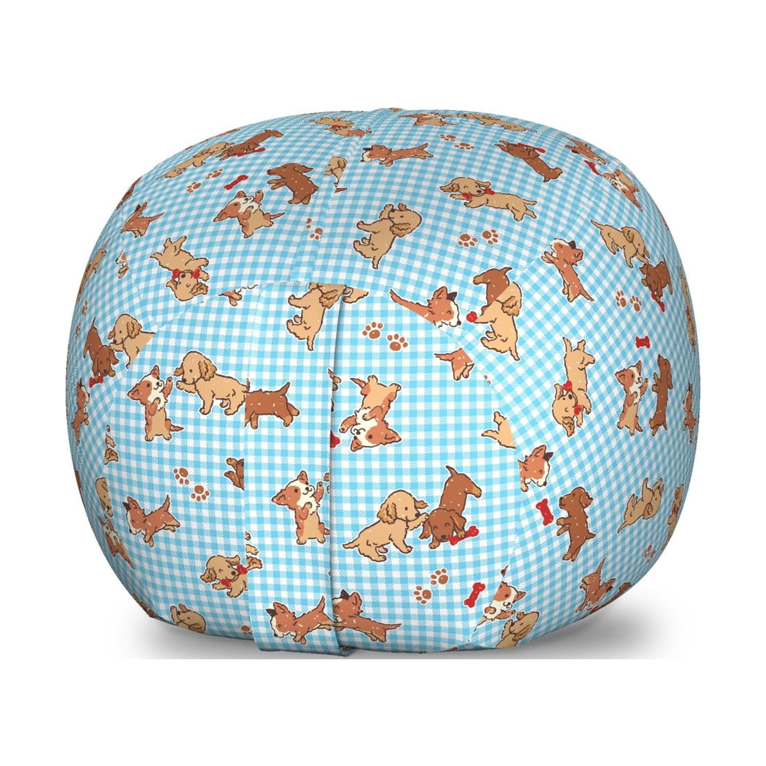 Dog Storage Toy Bag Chair, Checkered Square Pattern Background Playful ...