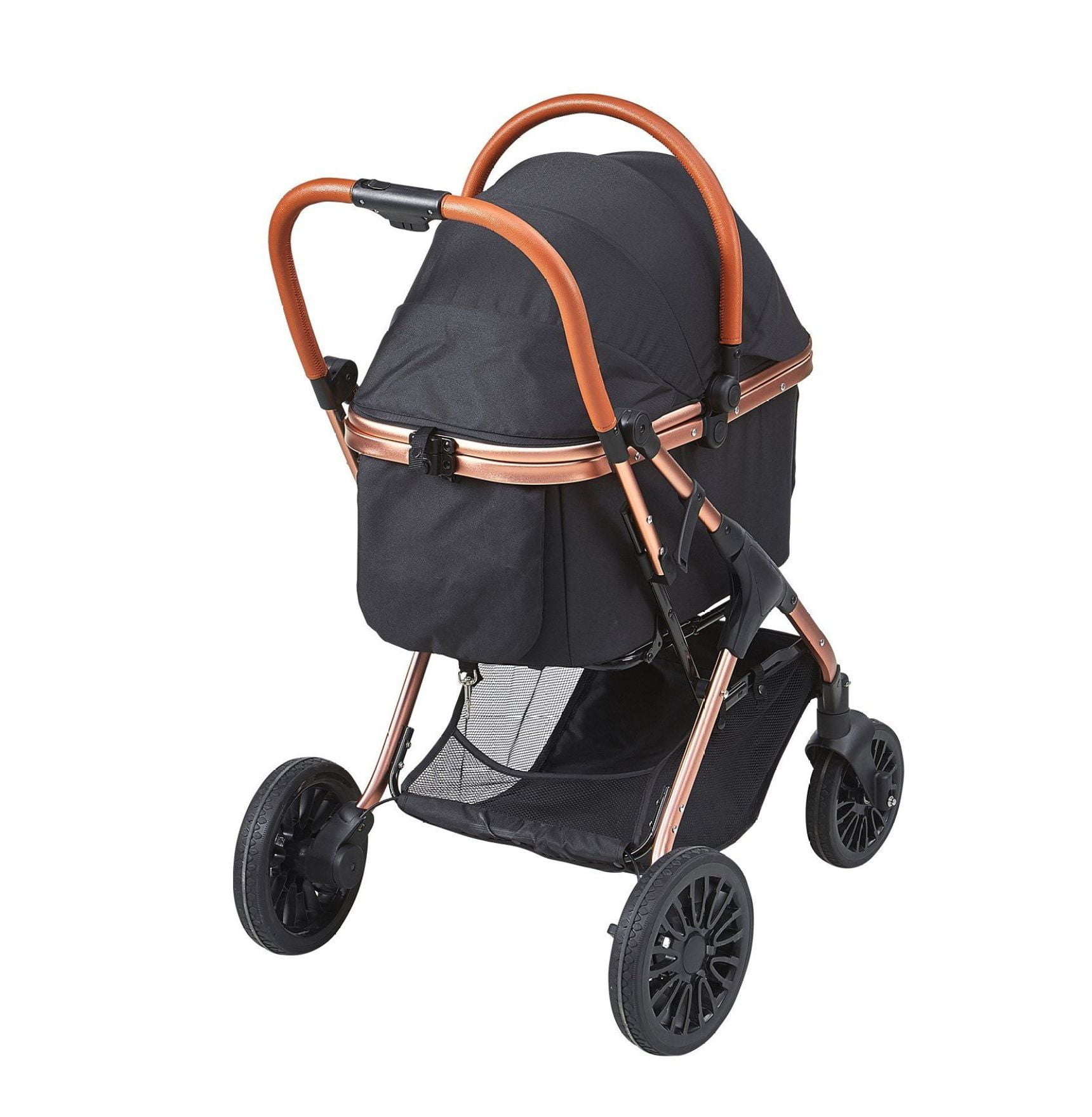 Dog Stroller 4 Wheels, 66 lbs Pet Stroller with Brakes & Carrier, Puppy ...