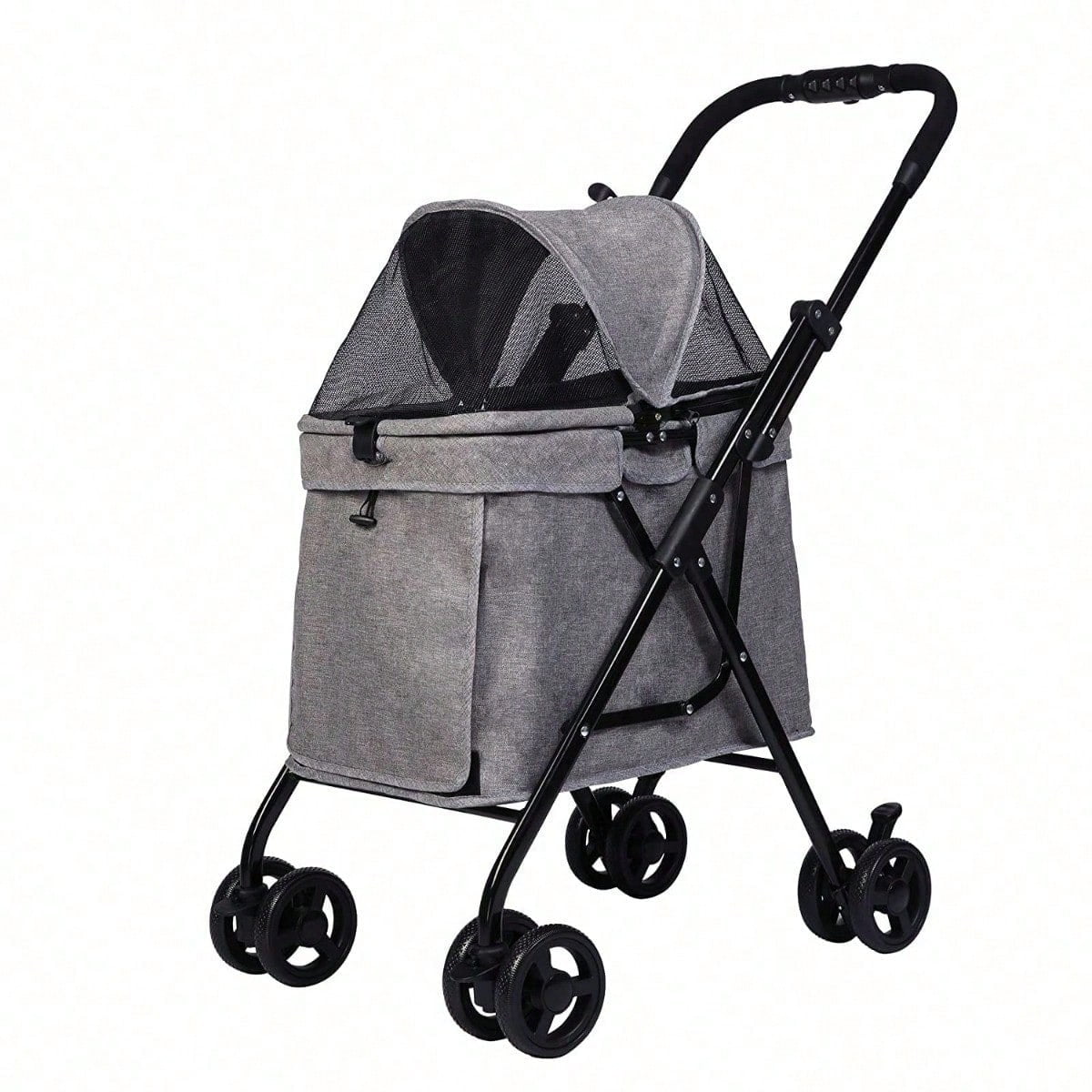 Dog Stroller Foldable for Medium Dogs Cats with Four Wheels Storage ...