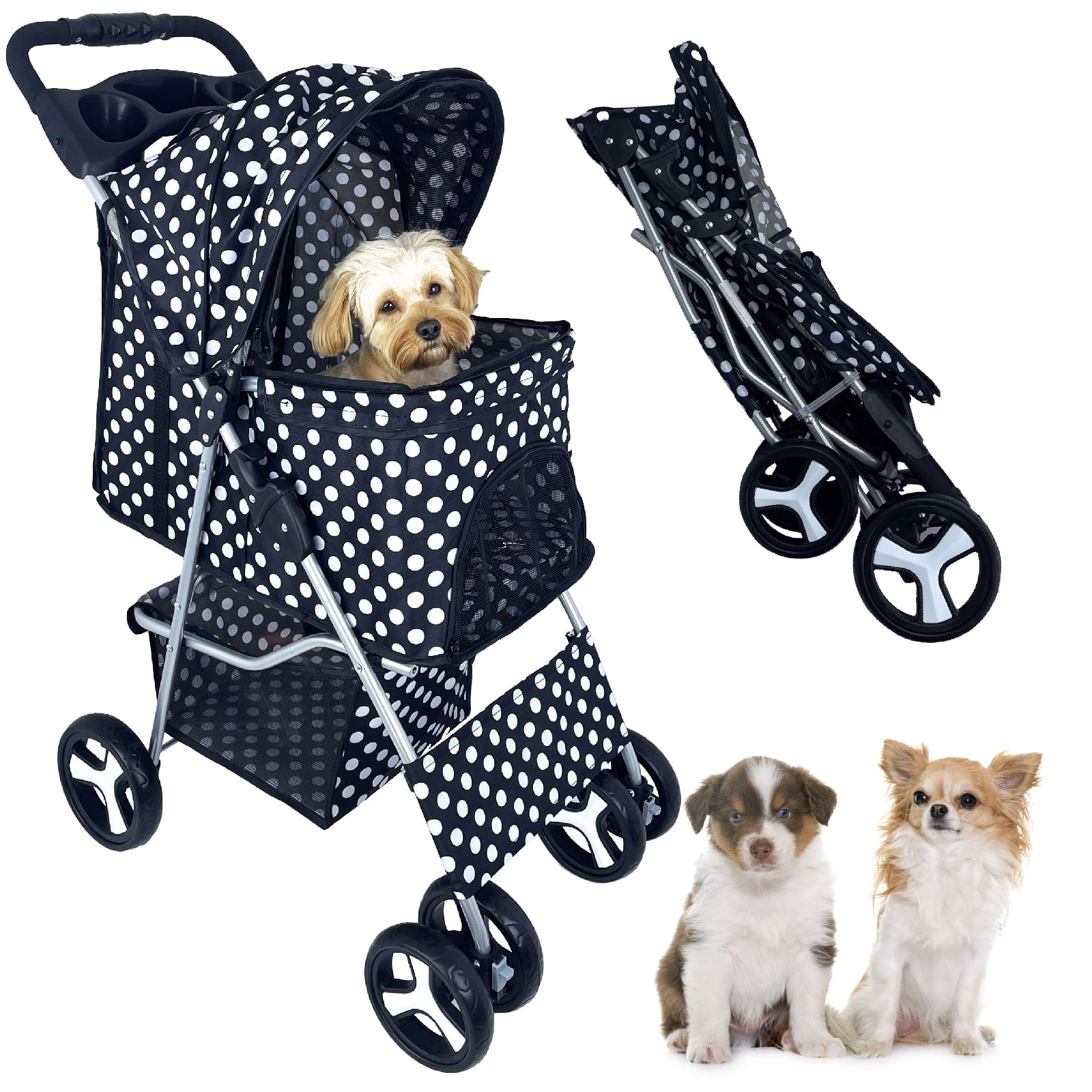 Dog Stroller for Medium Dogs 33 Lbs, 4 Wheels Multifunction Pet ...