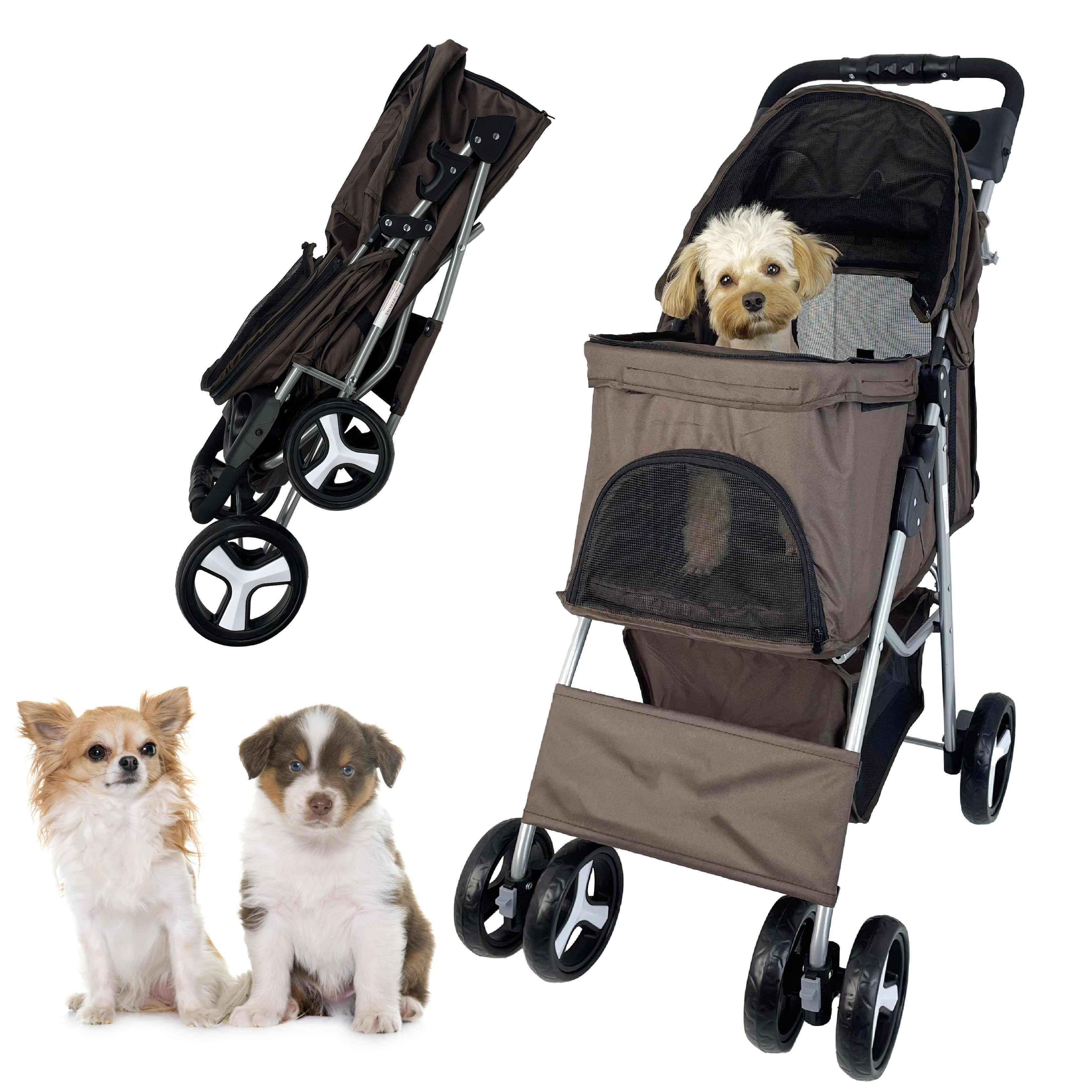 Dog Stroller for Medium Dogs 33 Lbs, 4 Wheels Multifunction Pet ...