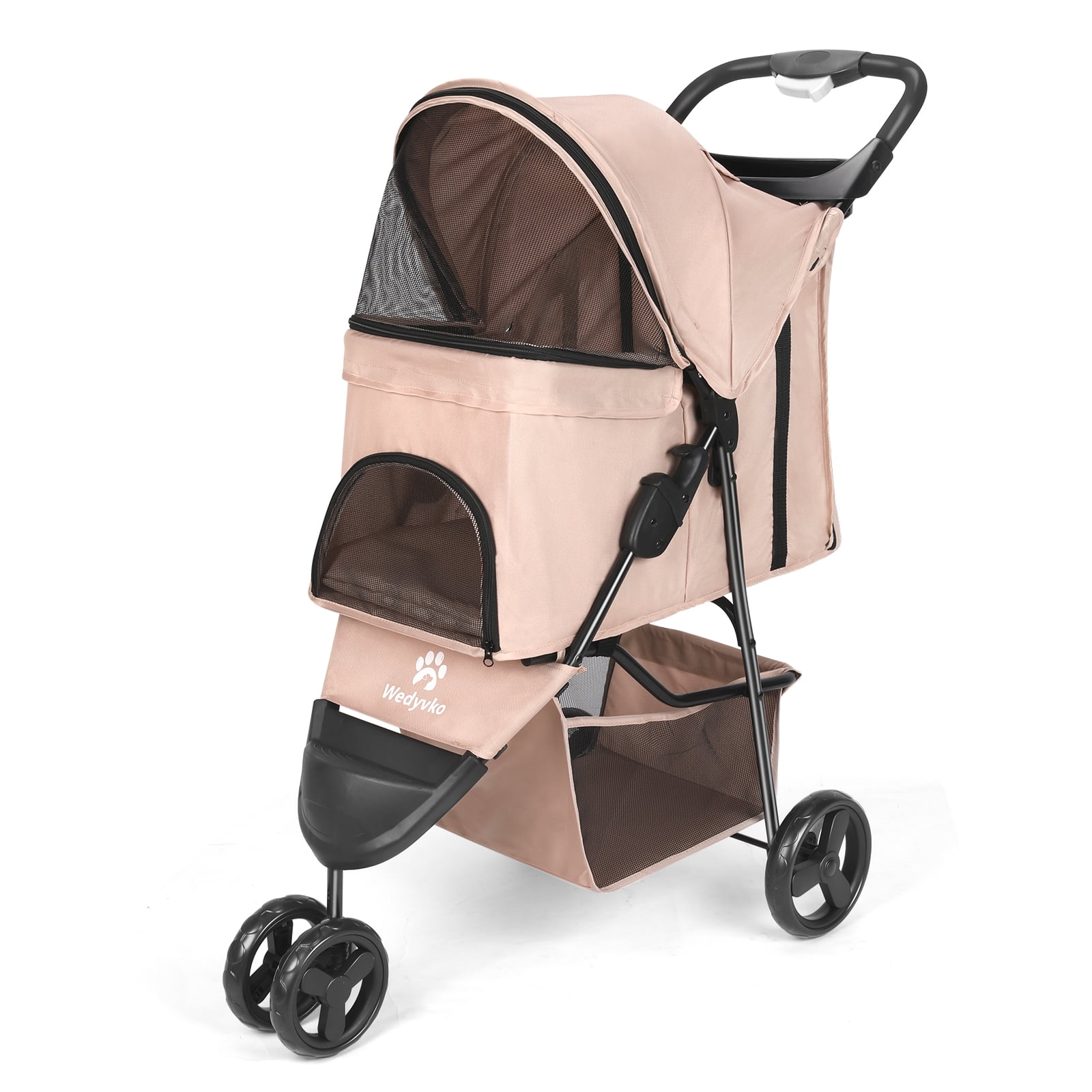 Dog Stroller, Wedyvko 3 Wheels Foldable Pet Strollers with Storage ...