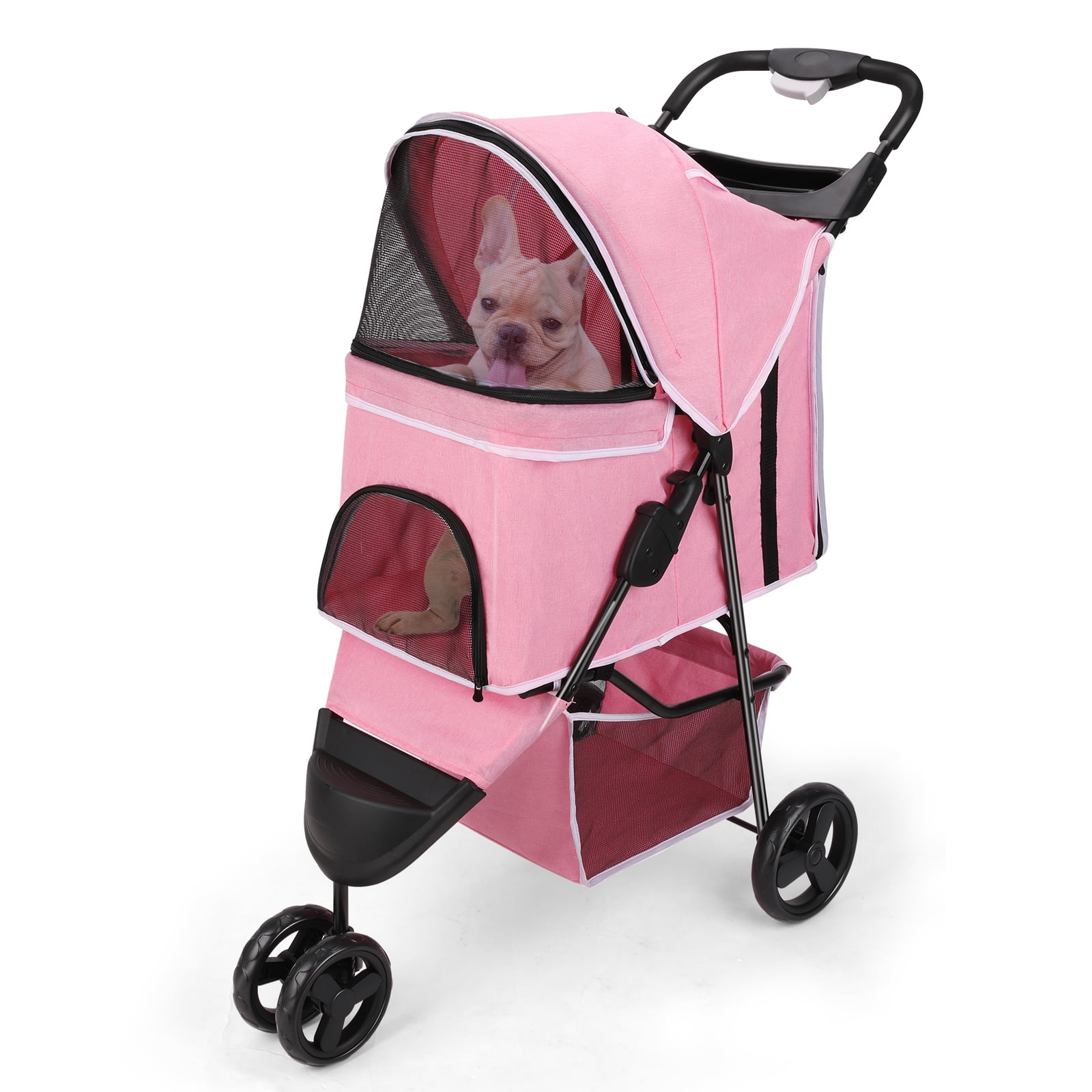 Dog Stroller, Wedyvko 3 Wheels Foldable Pet Strollers with Storage ...