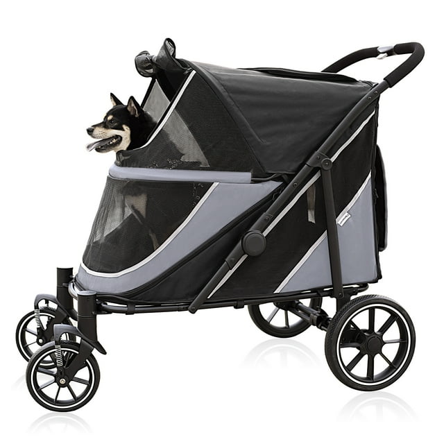 Foldable XL Dog Stroller for Medium/Large Dogs, One-Click Folding ...