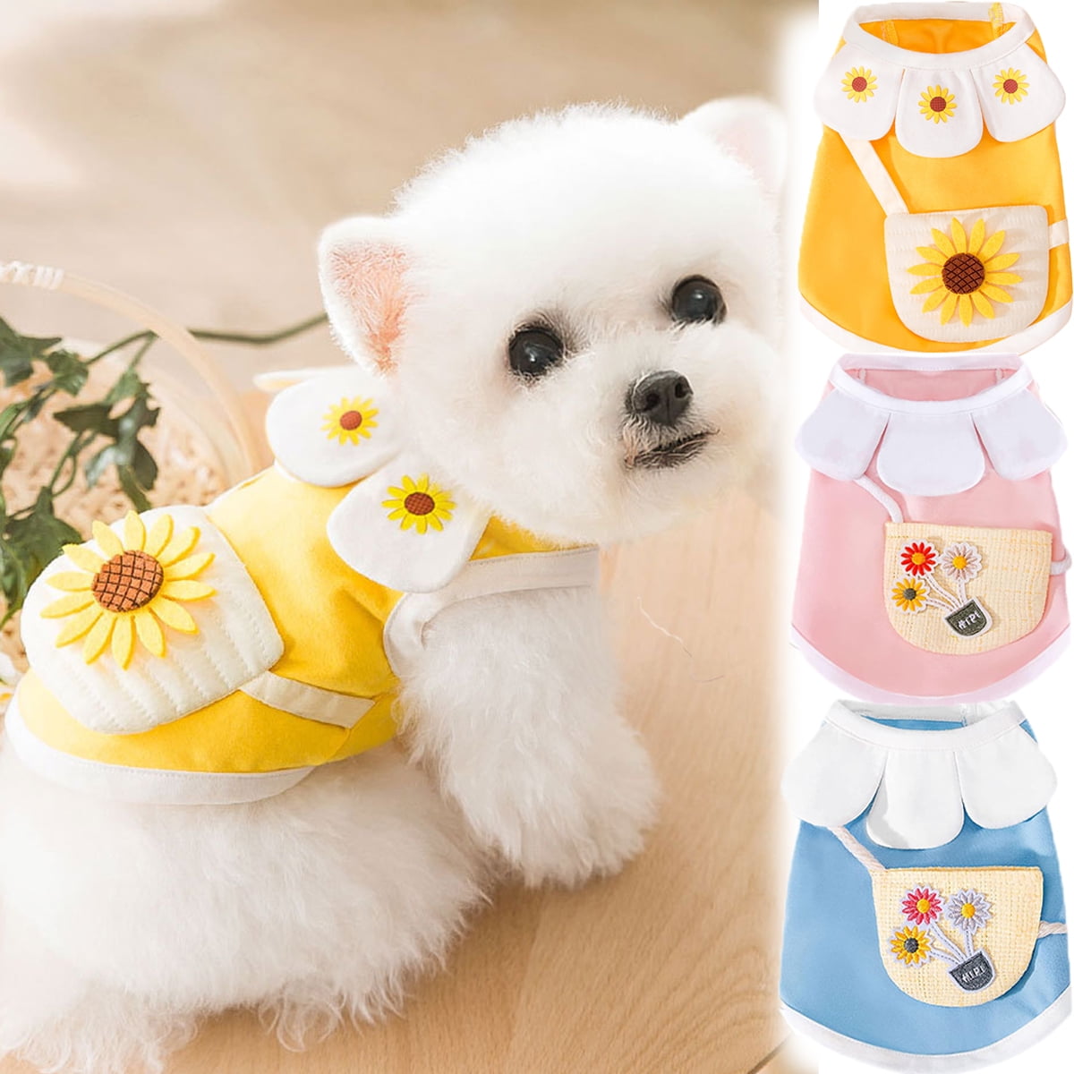 Dog Sunflower Shirts for Small Dogs Puppy Cat T-Shirts Lightweight Soft ...