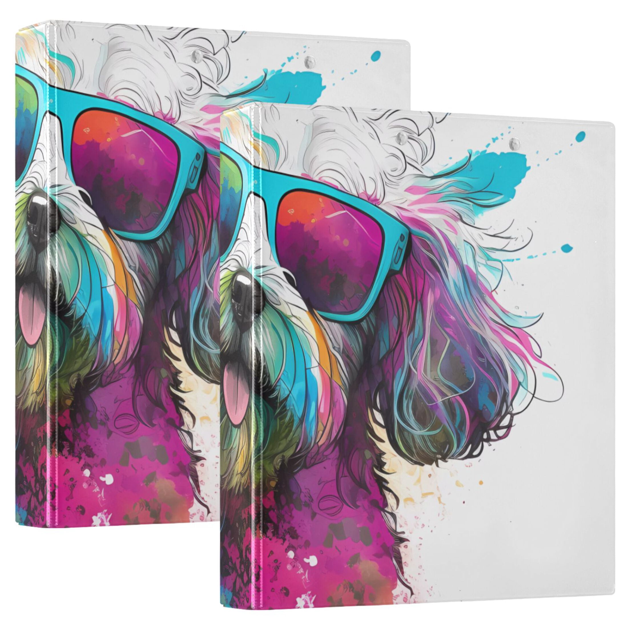 Dog Sunglasses 3 Ring Binders 1.5 inch Hardcover File Folders with ...