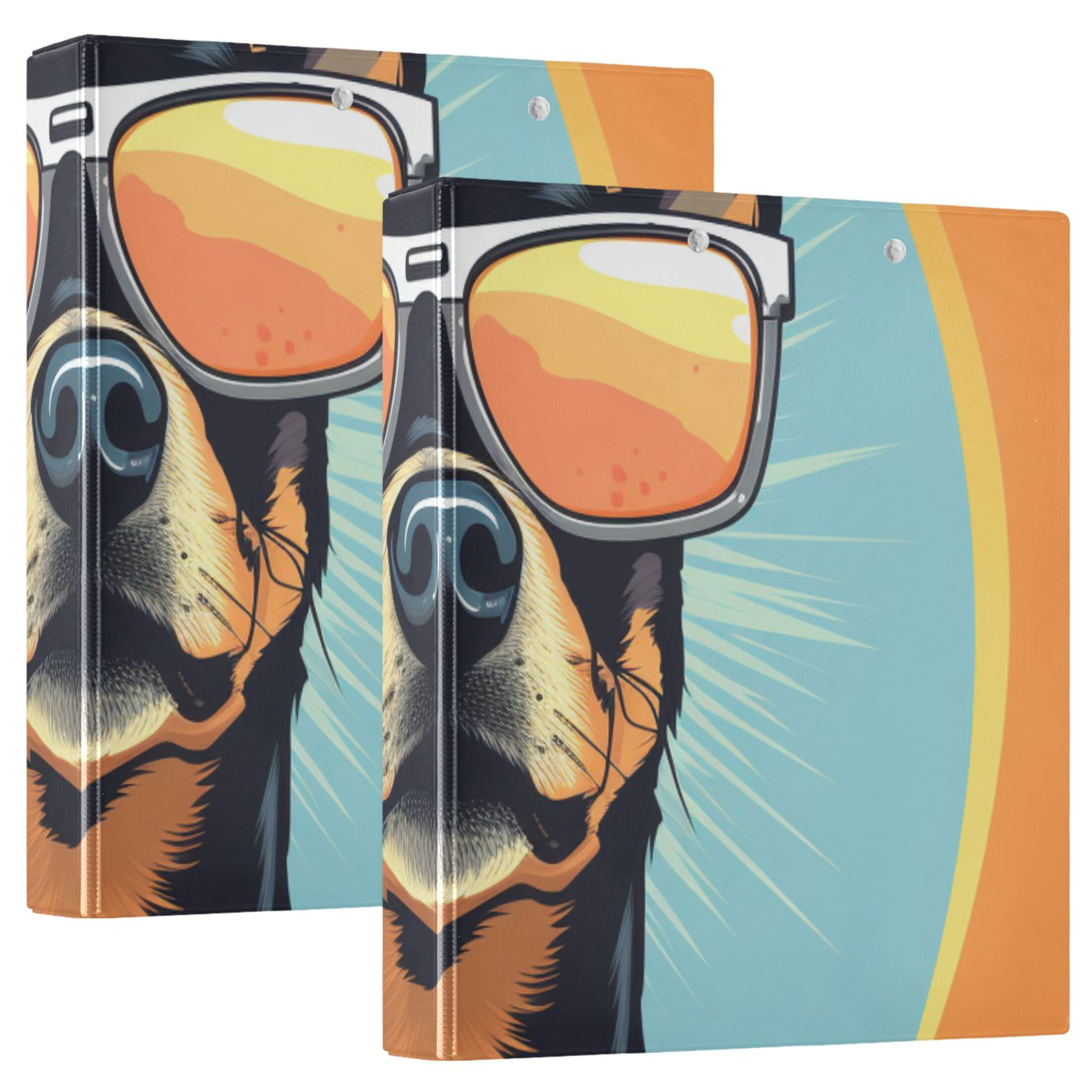 Dog Sunglasses Circle 3 Ring Binders 1.5 inch Hardcover File Folders ...