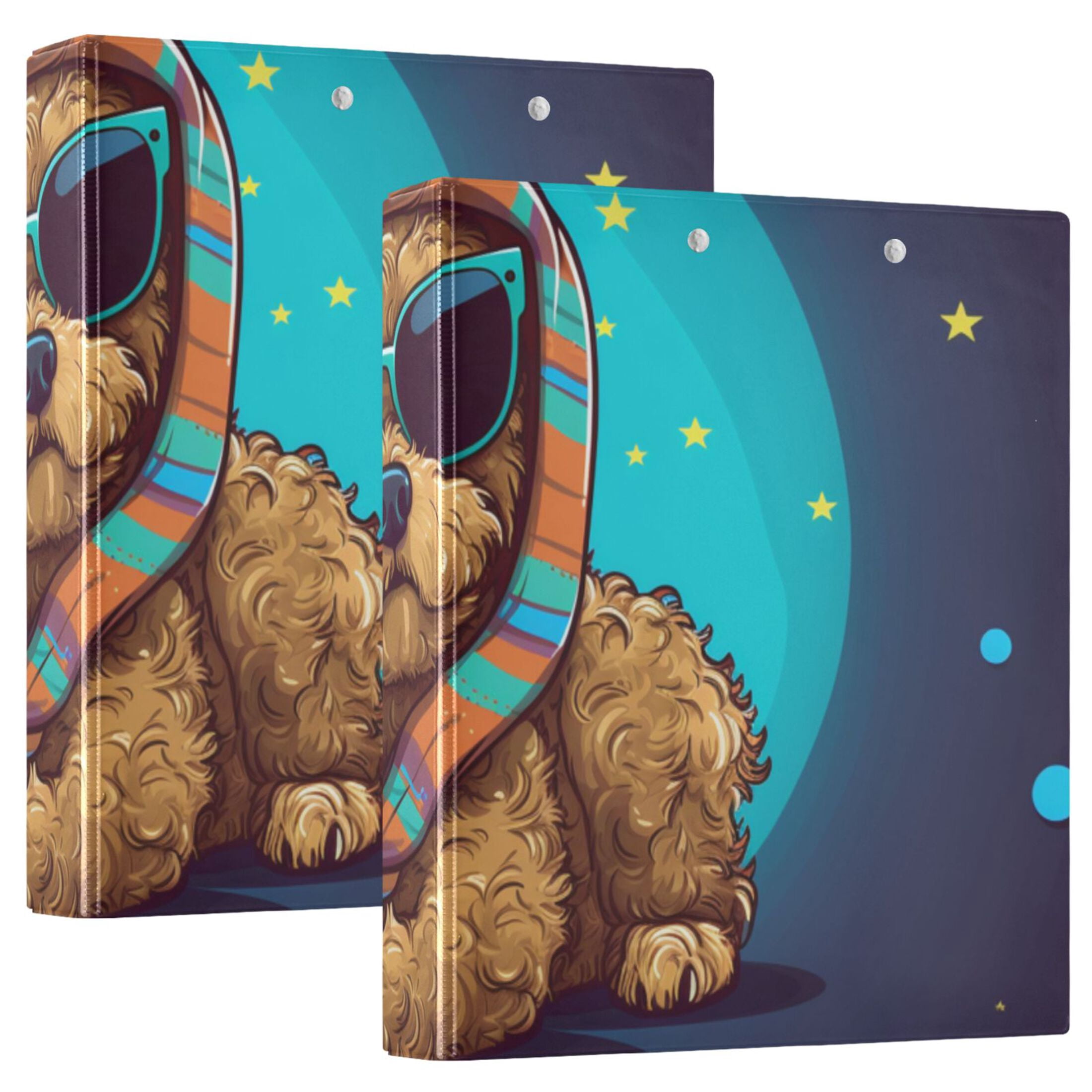 Dog Sunglasses Stars 3 Ring Binders 1.5 inch Hardcover File Folders ...