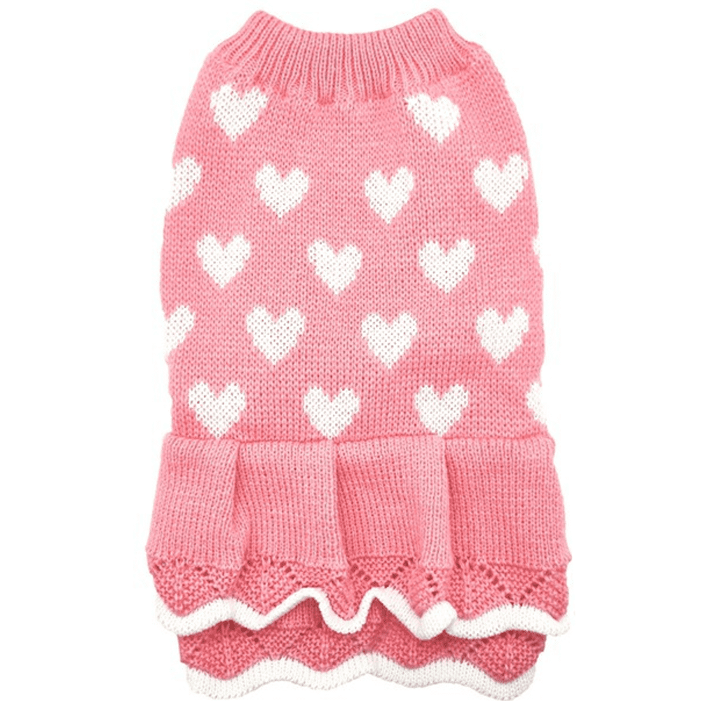 Dog Sweater, Dog Heart Sweater Dress Warm Dog Sweaters Knitwear Vest ...