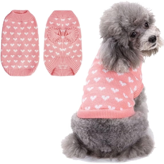Dog Sweater, Knitted Heart Pattern Puppy Sweaters for Small Medium ...