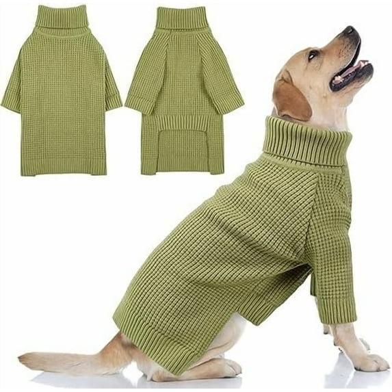 Dog Sweater, Turtleneck Dogs Sweaters with Check Pattern, Winter Warm ...