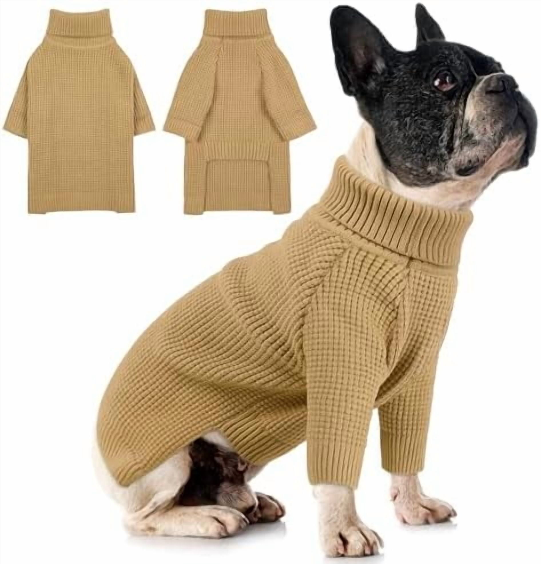 Dog Sweater, Turtleneck Long Sleeve Knitted Dog Sweater with Check ...