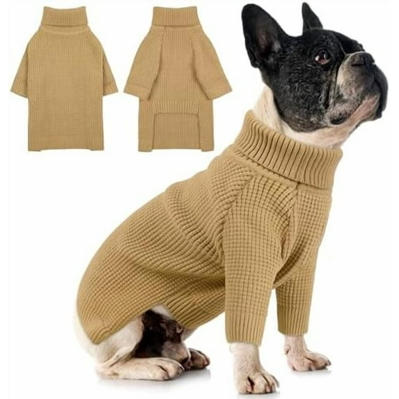 Dog Sweater, Turtleneck Long Sleeve Knitted Dog Sweater with Check ...