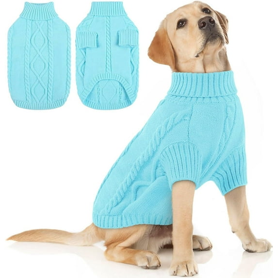 Dog Sweater Winter Coat Turtleneck Knit Apparel Warm Soft Oversized ...
