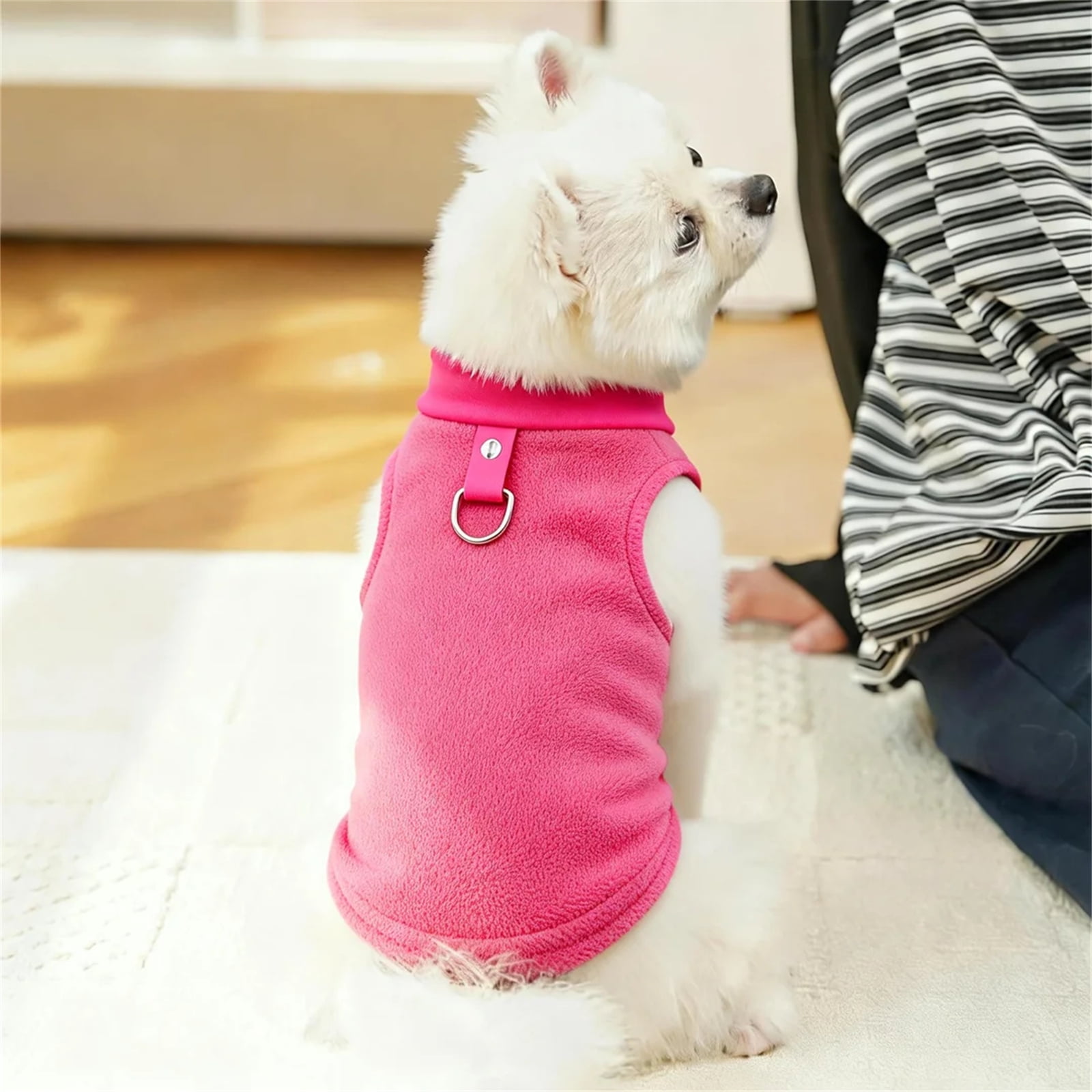 Dog Sweater with Leash Ring Soft Fleece Vest Dog Pullover Warm Jacket ...
