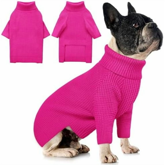 Dog Sweaters for Small Dogs Male, Turtleneck Fall Pet Sweaters, Waffle ...
