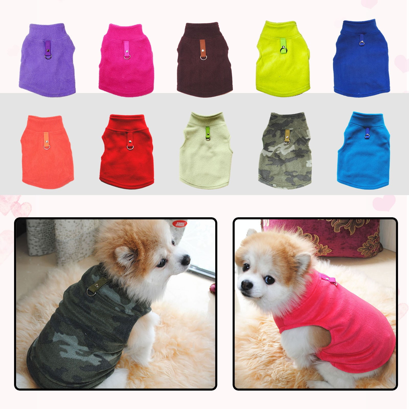 Dog Sweaters with Leash Ring Soft Fleece Vest Dog Pullover Warm Jacket ...