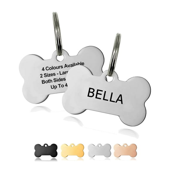 EcoVerve Dog Tags Stainless Steel Pet ID Tags With Glittery Bone Design ...