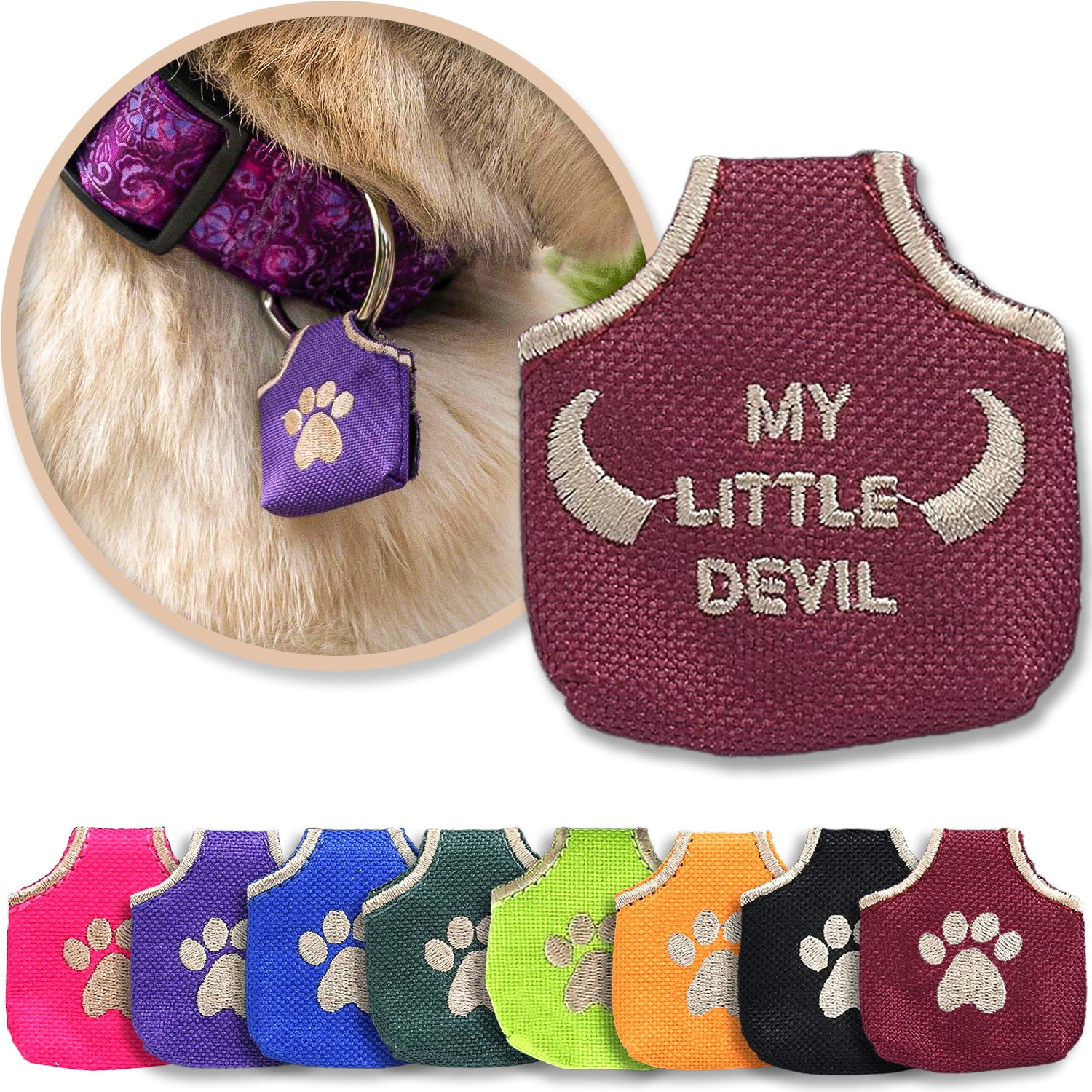 Dog Tag Silencer, My Little Devil - Quiet Noisy Pet Tags - Fits Up to ...