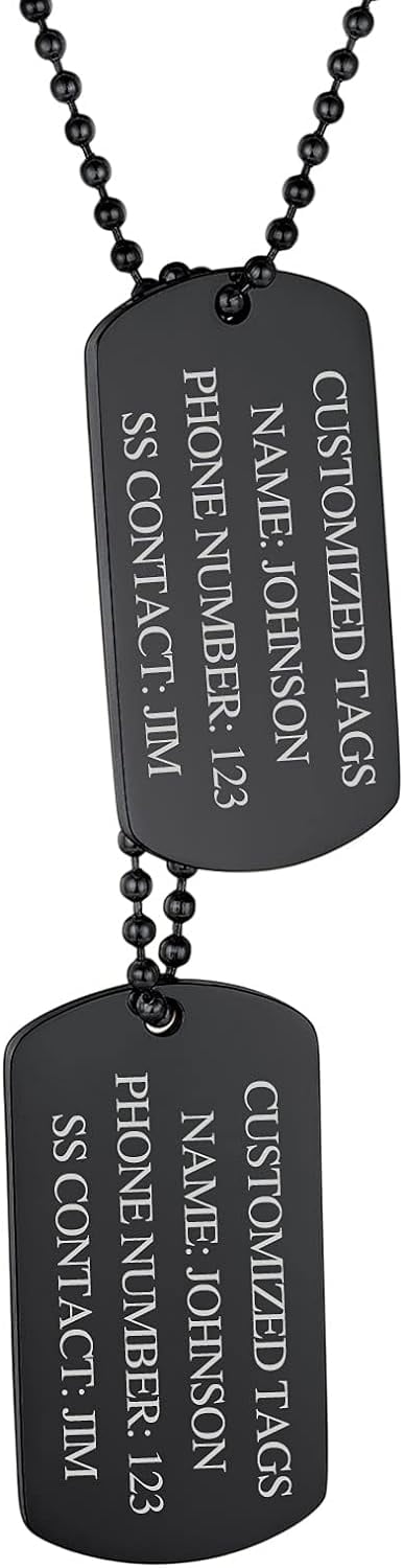 Dog Tags Personalized Necklace For Men With Silencer Custom Text ...