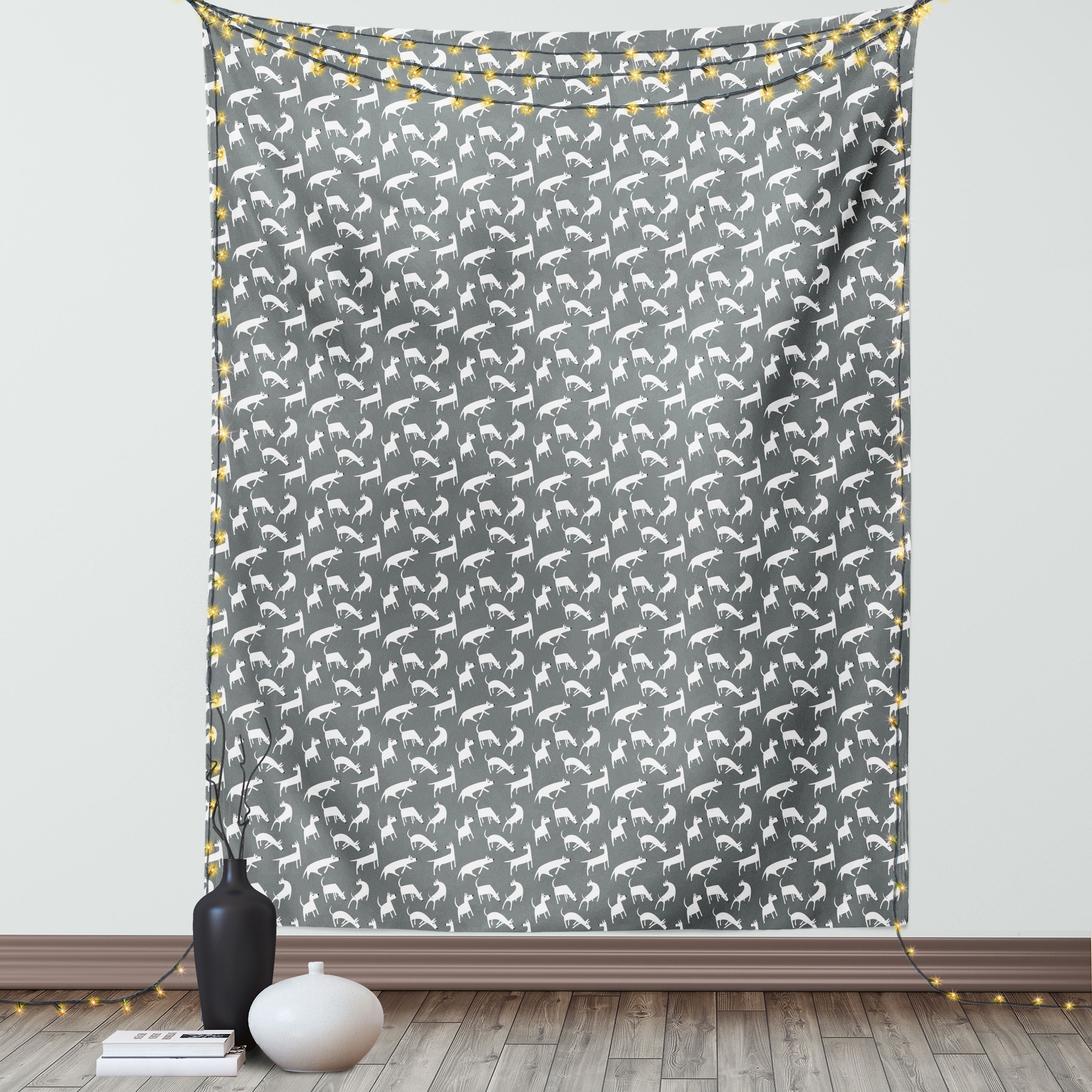 Dog Tapestry, English Bull Terriers Posing and Jumping Pet Characters ...
